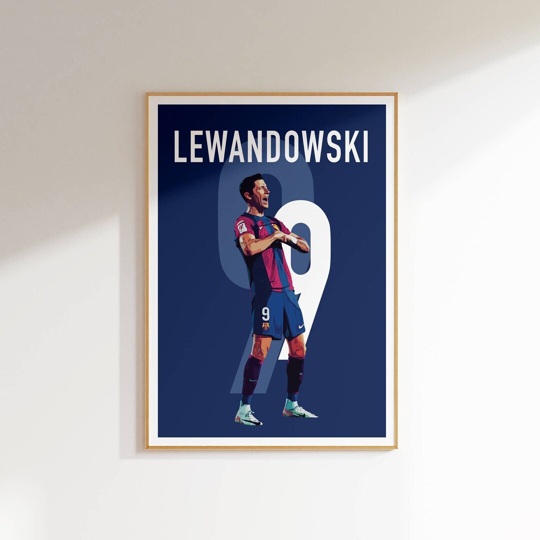 Lewandowski Soccer Poster Vector Art, Barcelona Decor, Robert ...