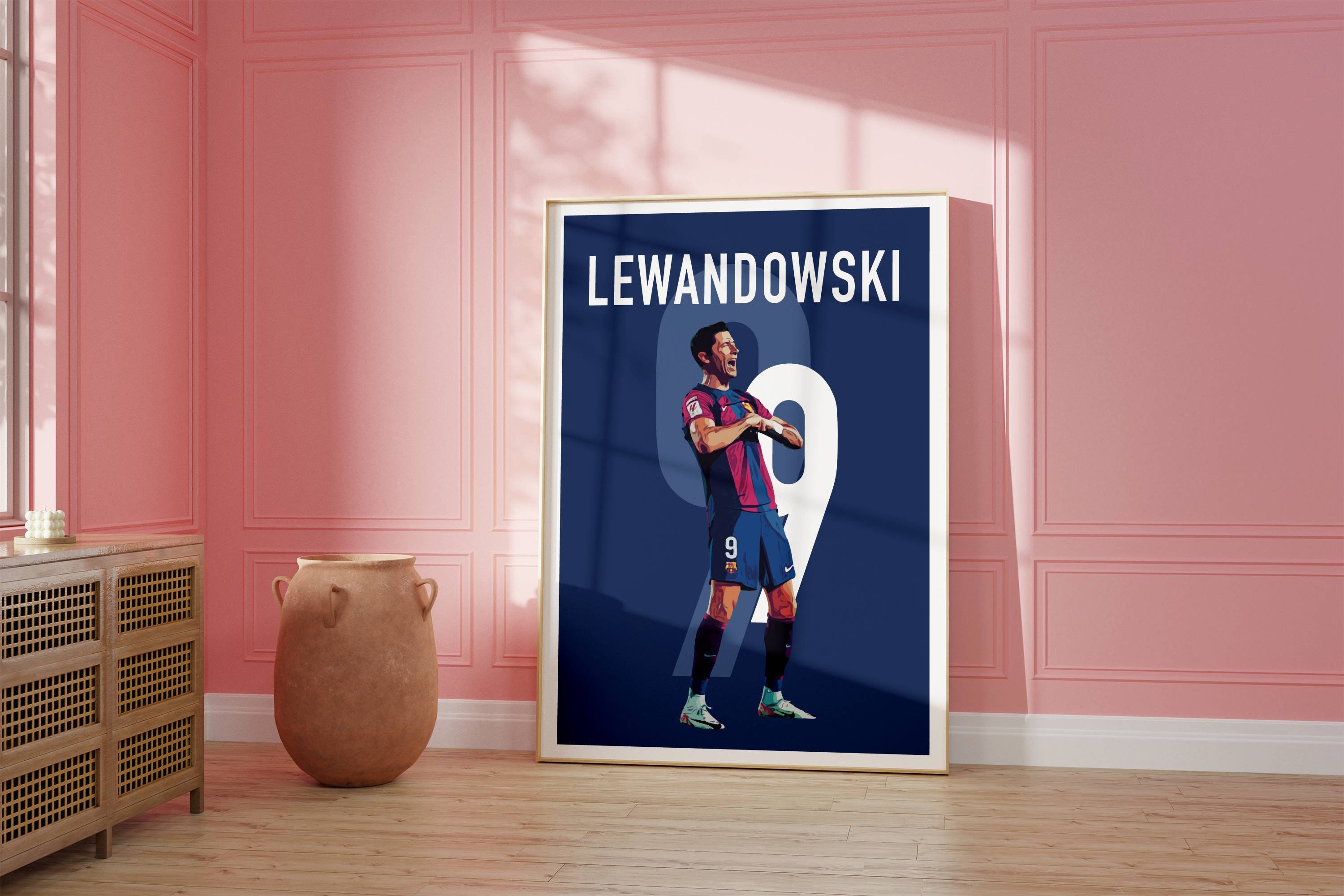 Lewandowski Soccer Poster Vector Art, Barcelona Decor, Robert ...