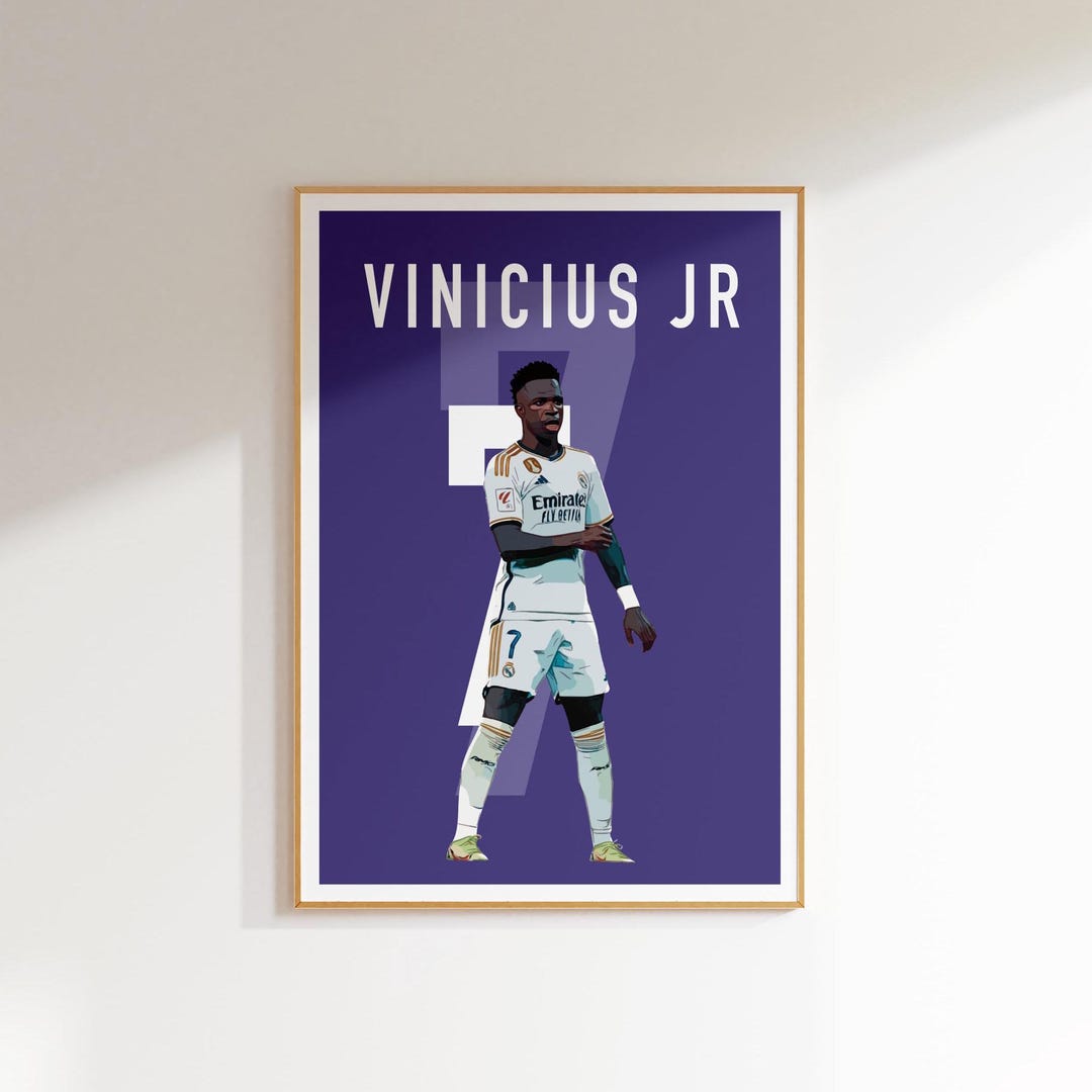 Vinicius Jr Soccer Poster Vector Art, Real Madrid Home Decor, Vinicius ...
