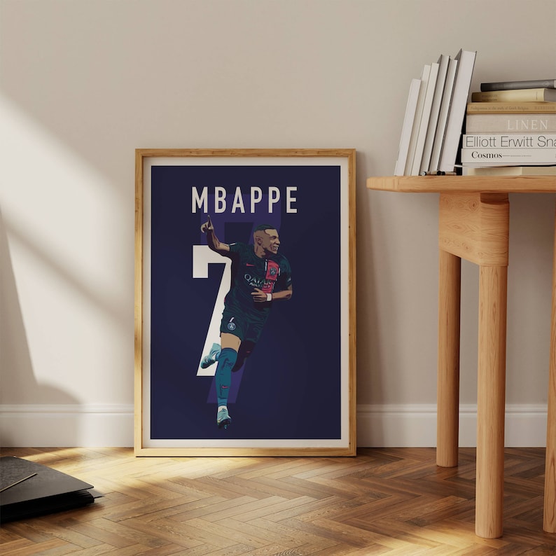 Mbappé Soccer Poster Vector Art, PSG Mbappe, Kylian Mbappe Poster Decor ...