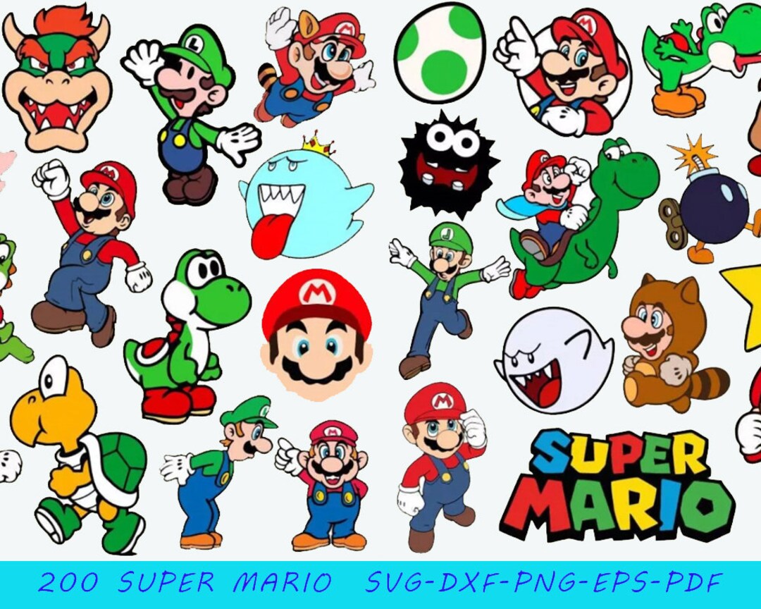 200 Super Mario Layered Bundle Dateien Clipart, Cricut, Silhouette ...