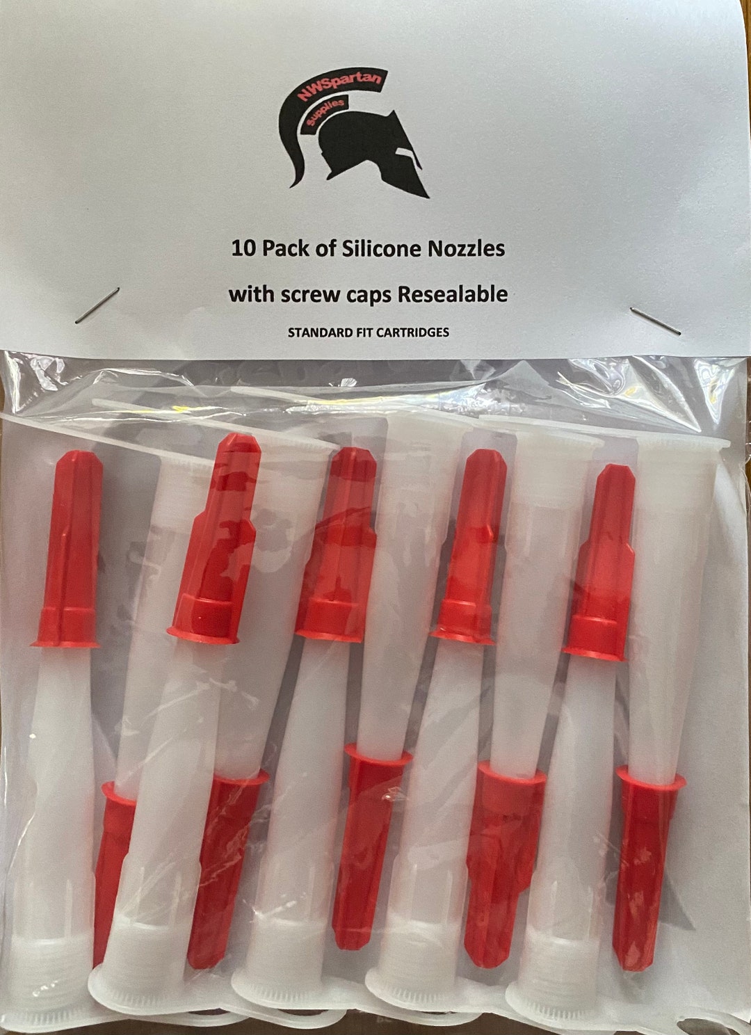 Pack of 10 Silicone Tube Nozzles With Screw Caps Resealable Mastic ...
