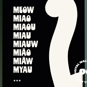 Multilingual Cat Sounds - Minimalist Abstract Art Print - Modern Wall ...