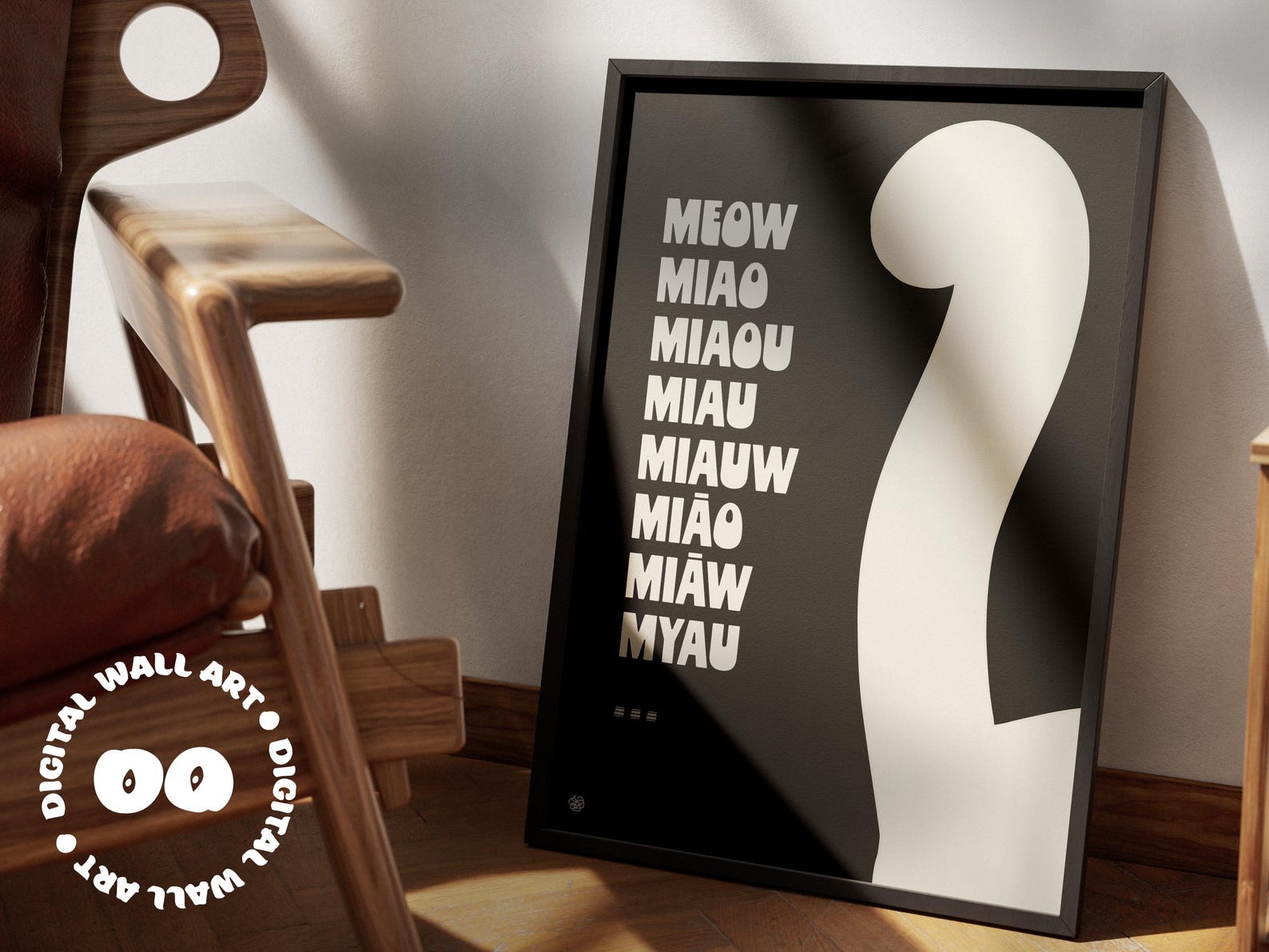 Multilingual Cat Sounds Minimalist Abstract Art Print Modern Wall Decor ...