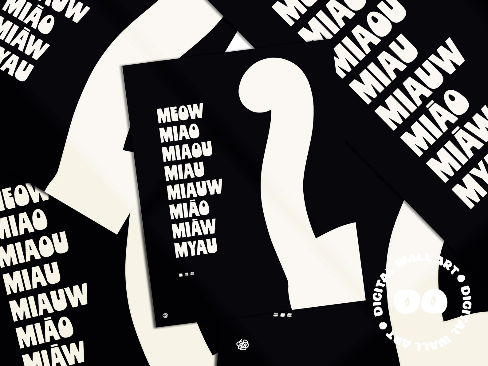 Multilingual Cat Sounds Minimalist Abstract Art Print Modern Wall Decor ...