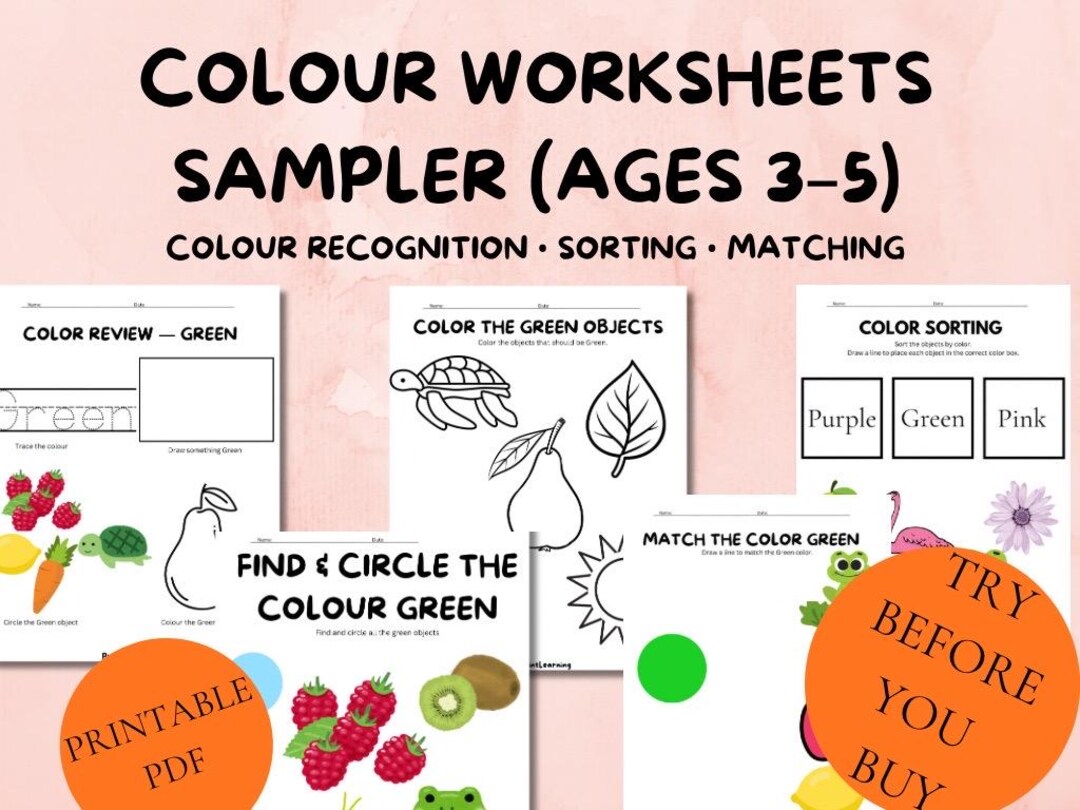 Colours Worksheets Sampler | Preschool Color Recognition & Sorting ...