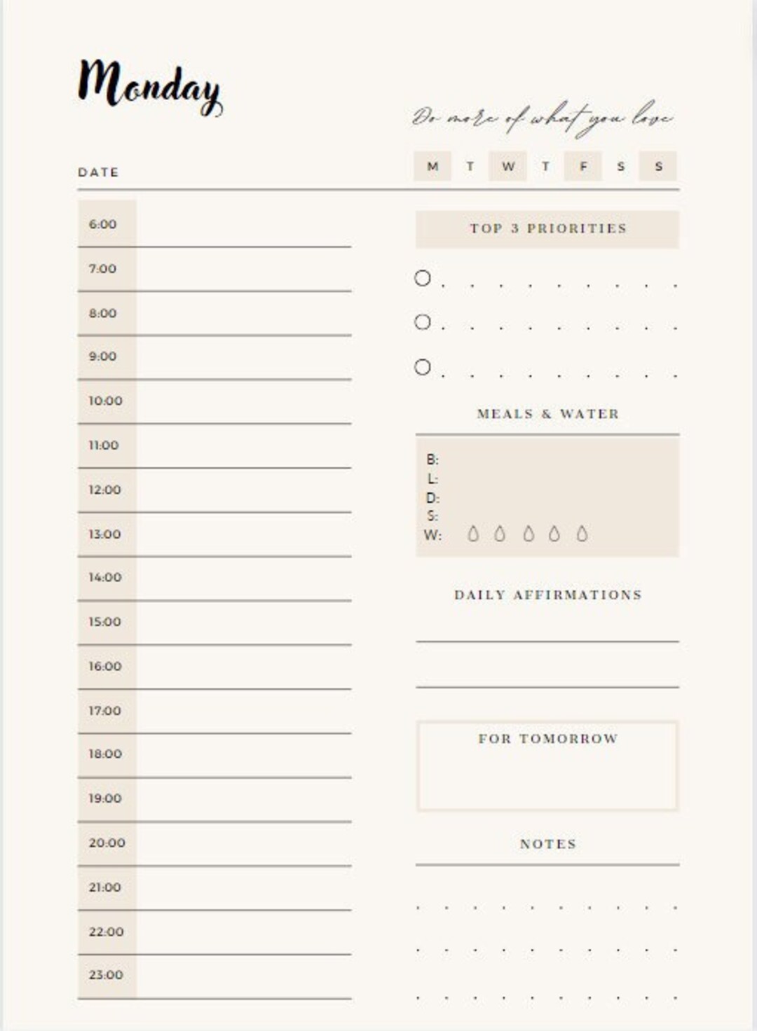 7-day Daily Printable Planner With Motivational Quotes - Etsy