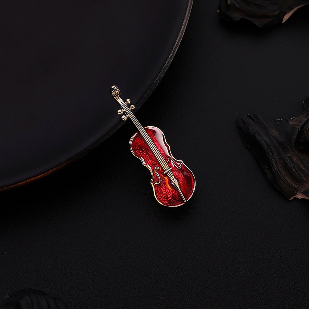 Red Violin Enamel Lapel Pin/unique Violin Brooch/vintage - Etsy