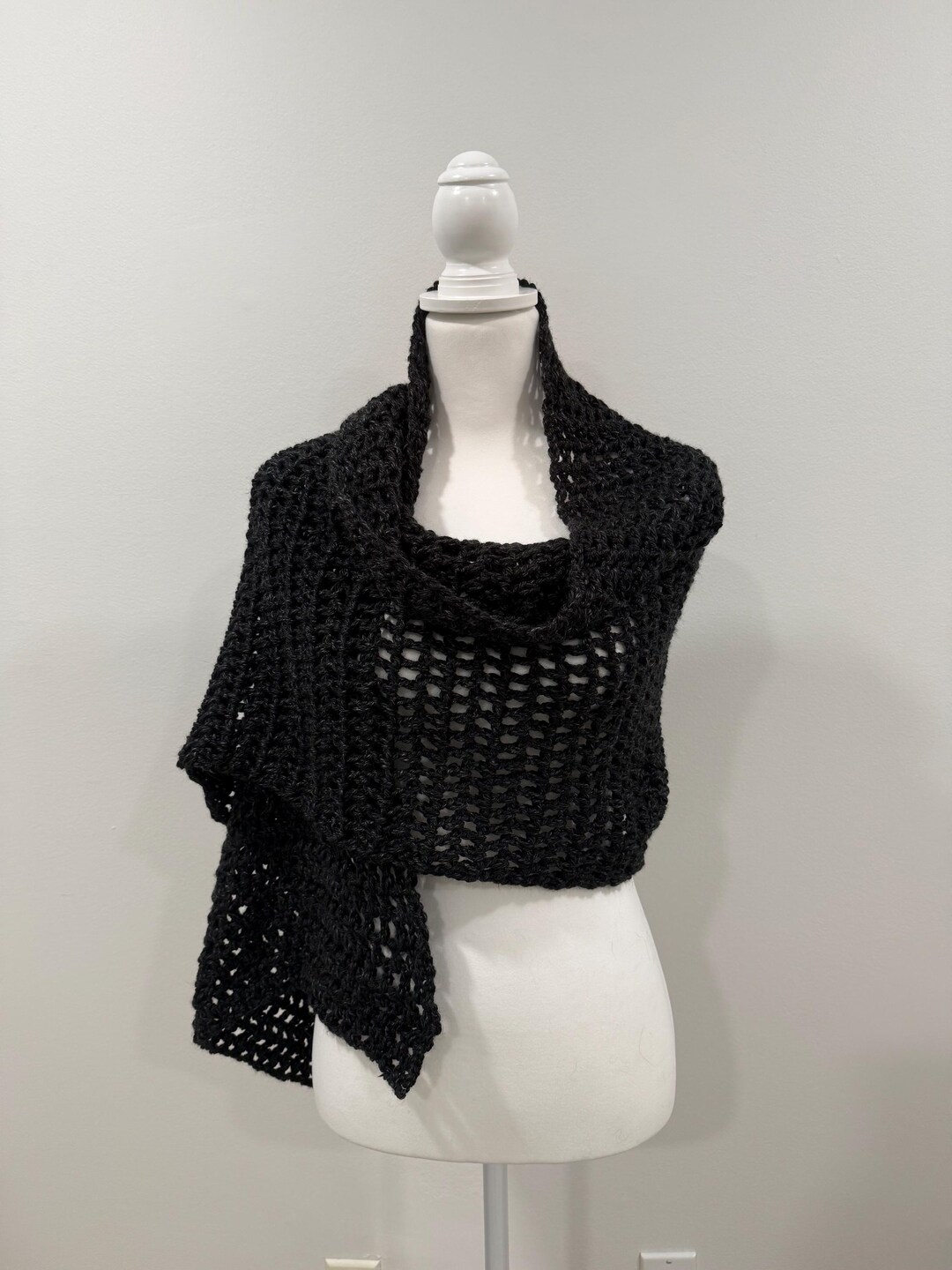 Classic Black Open-weave Crochet Wrap - Etsy