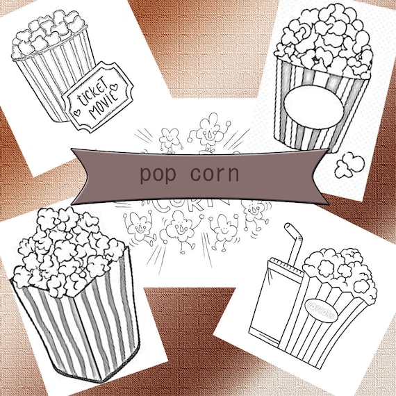 Movie Theater Popcorn Coloring Page