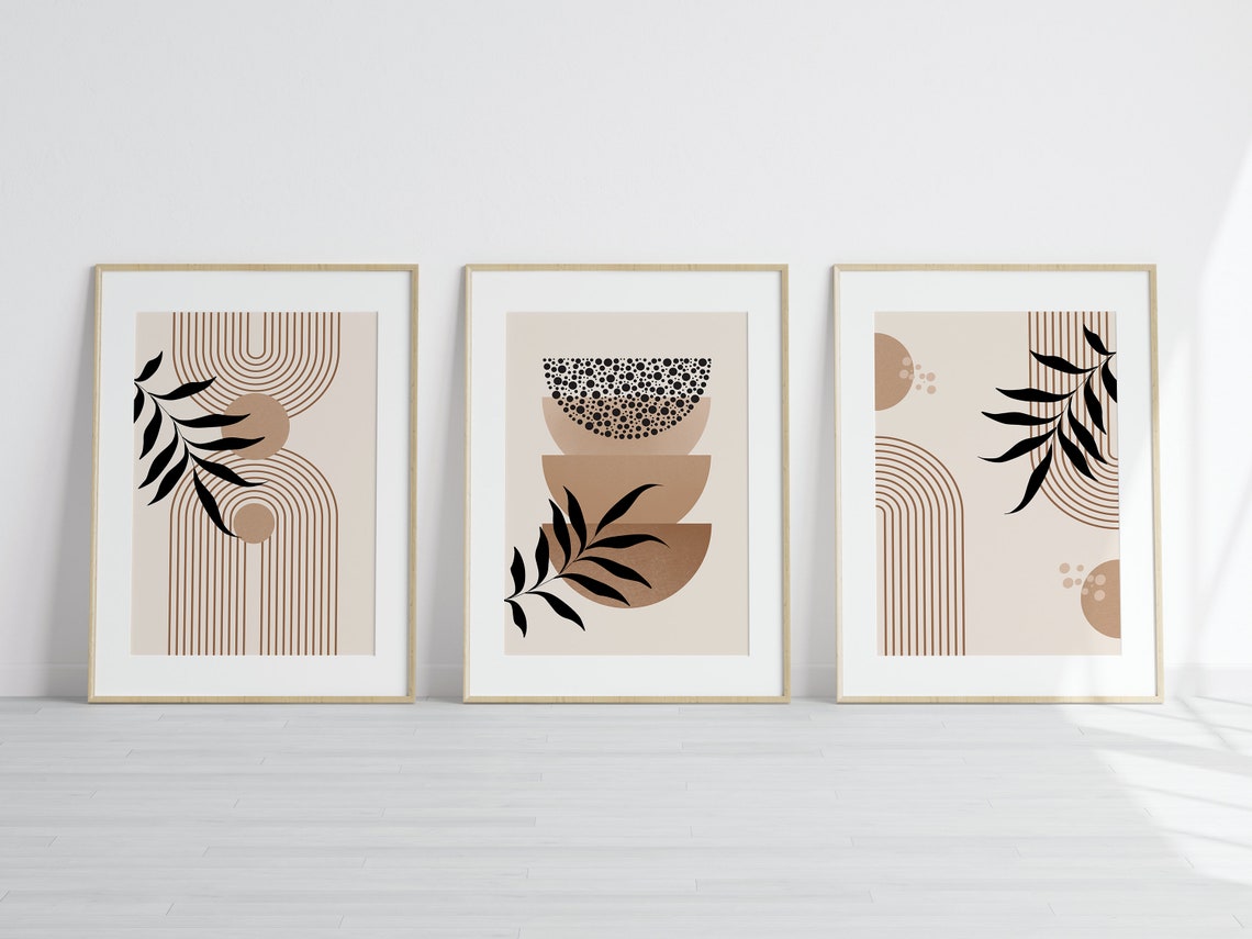 Boho Gallery Set of 3 Instant Download, Mid Century Modern Prints ...
