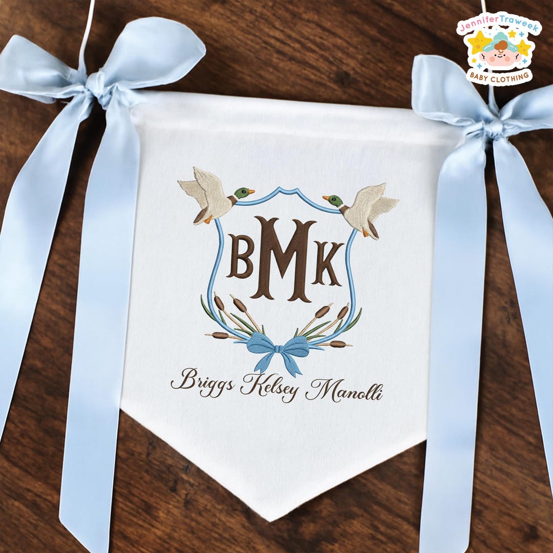 Embroidered Hospital Monogram Baby Announcement Banner, Mallard Duck ...