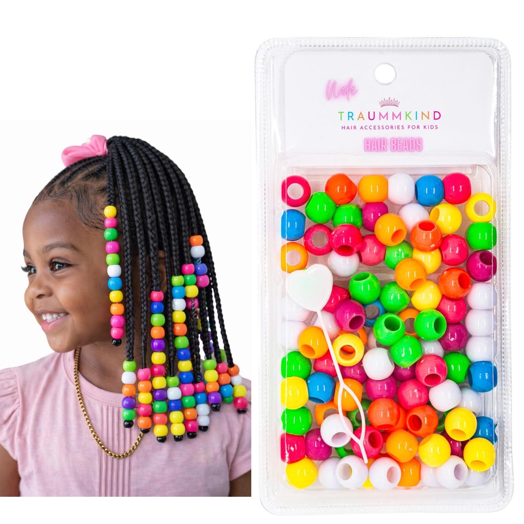 100 XXL Hair Beads - Rainbow Coloured for Braided Hairstyles, Twists ...