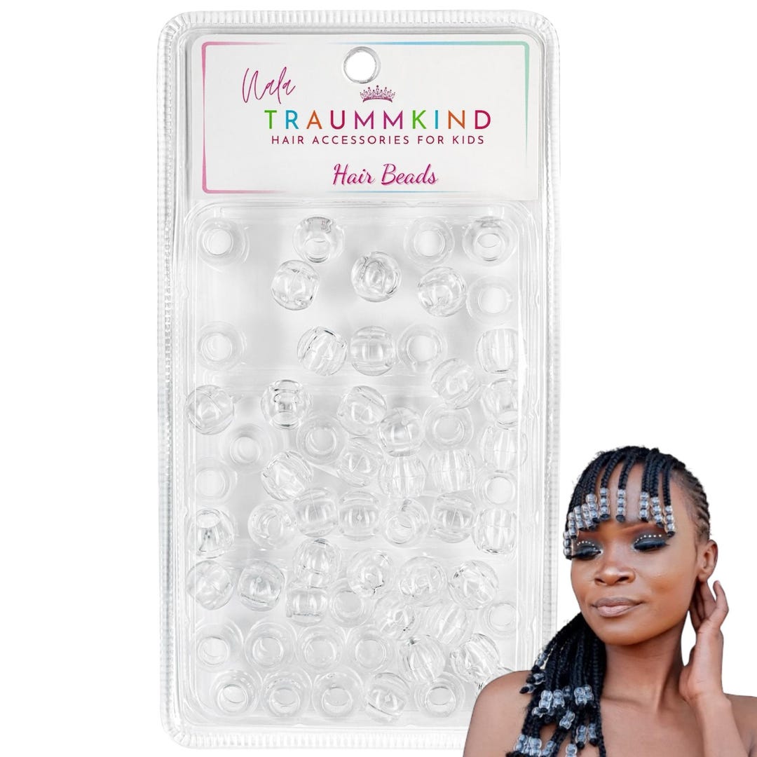 58 XXL Hair Beads - Transparent for Braided Hairstyles, Twists, Dreads ...