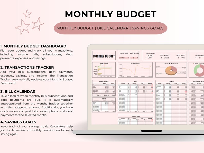 Comprehensive Monthly Google Sheets Budget Template Organize Monthly ...