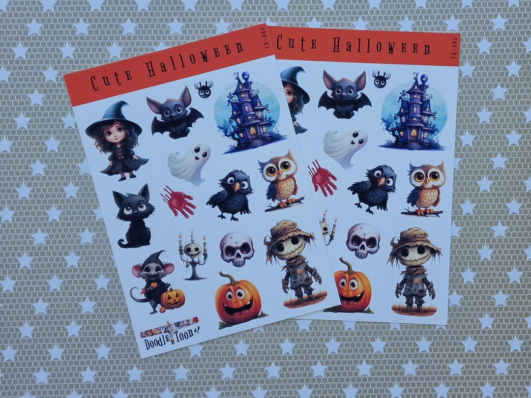Cute Halloween Sticker Sheet Kiss Cut Sticker Sheet - Etsy