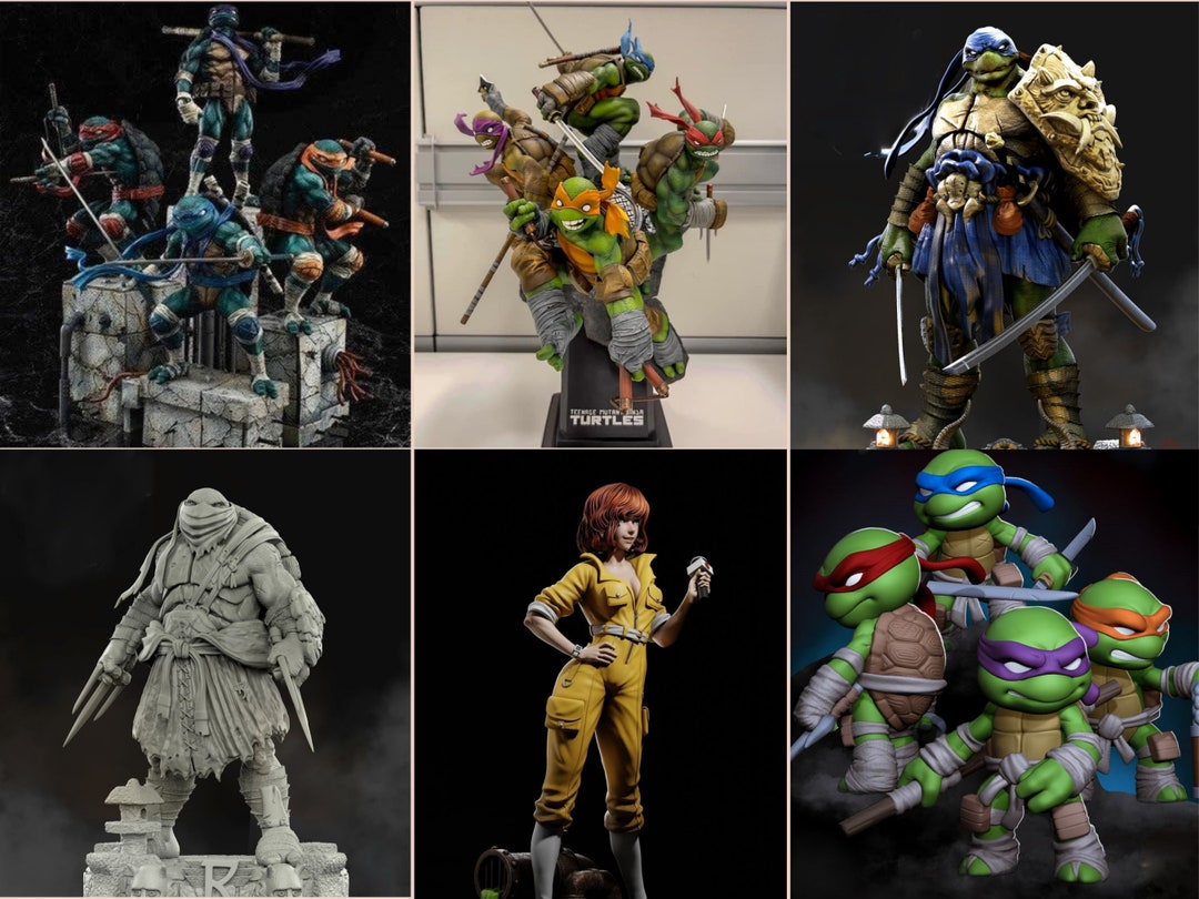 TMNT Pack 6 Piece 4.6 GB Ninja Diorama Chibi April Poses High Quality ...