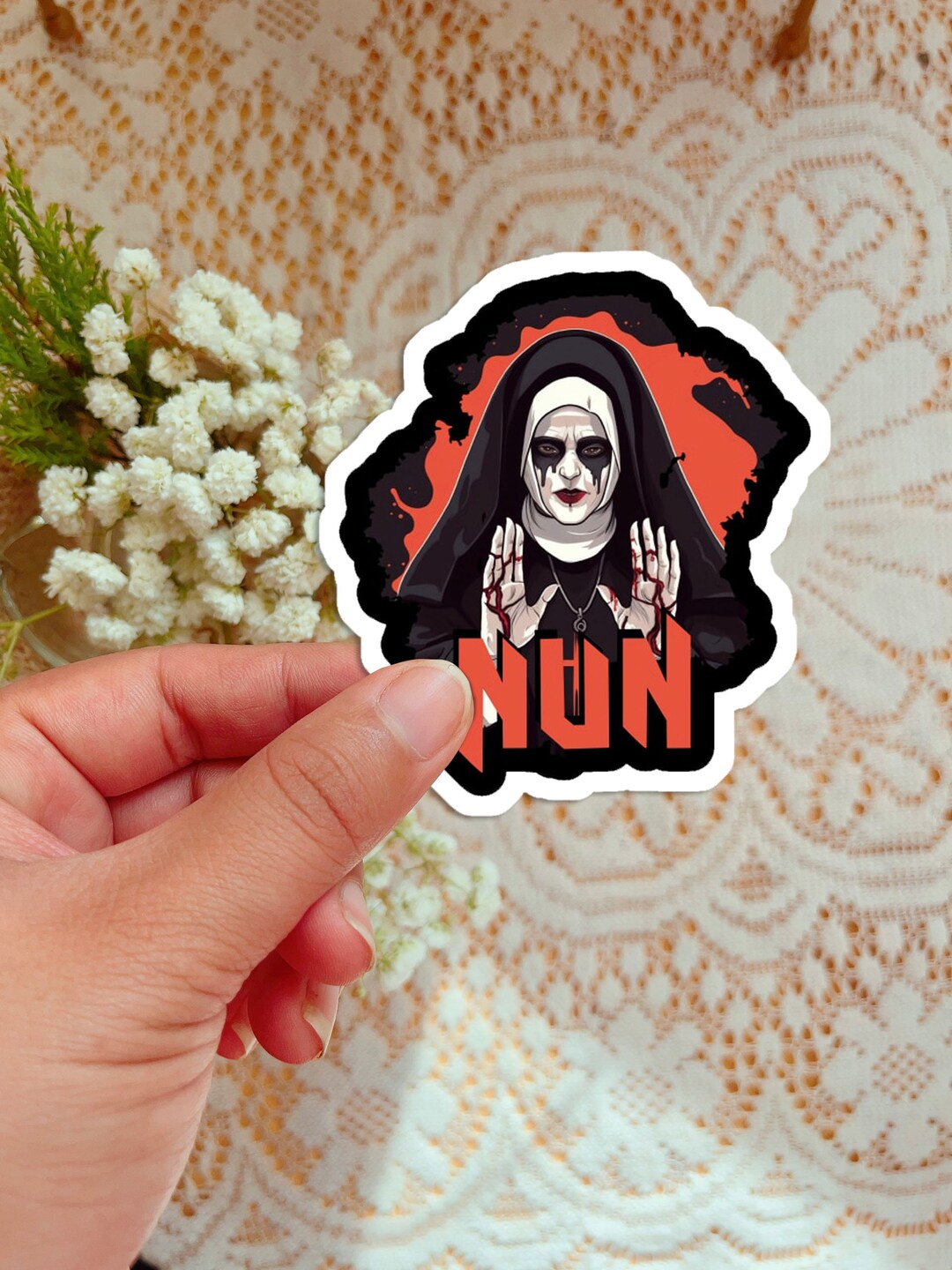The Nun Valak Happy Halloween With Bat Pumpkin and Ghost - Etsy