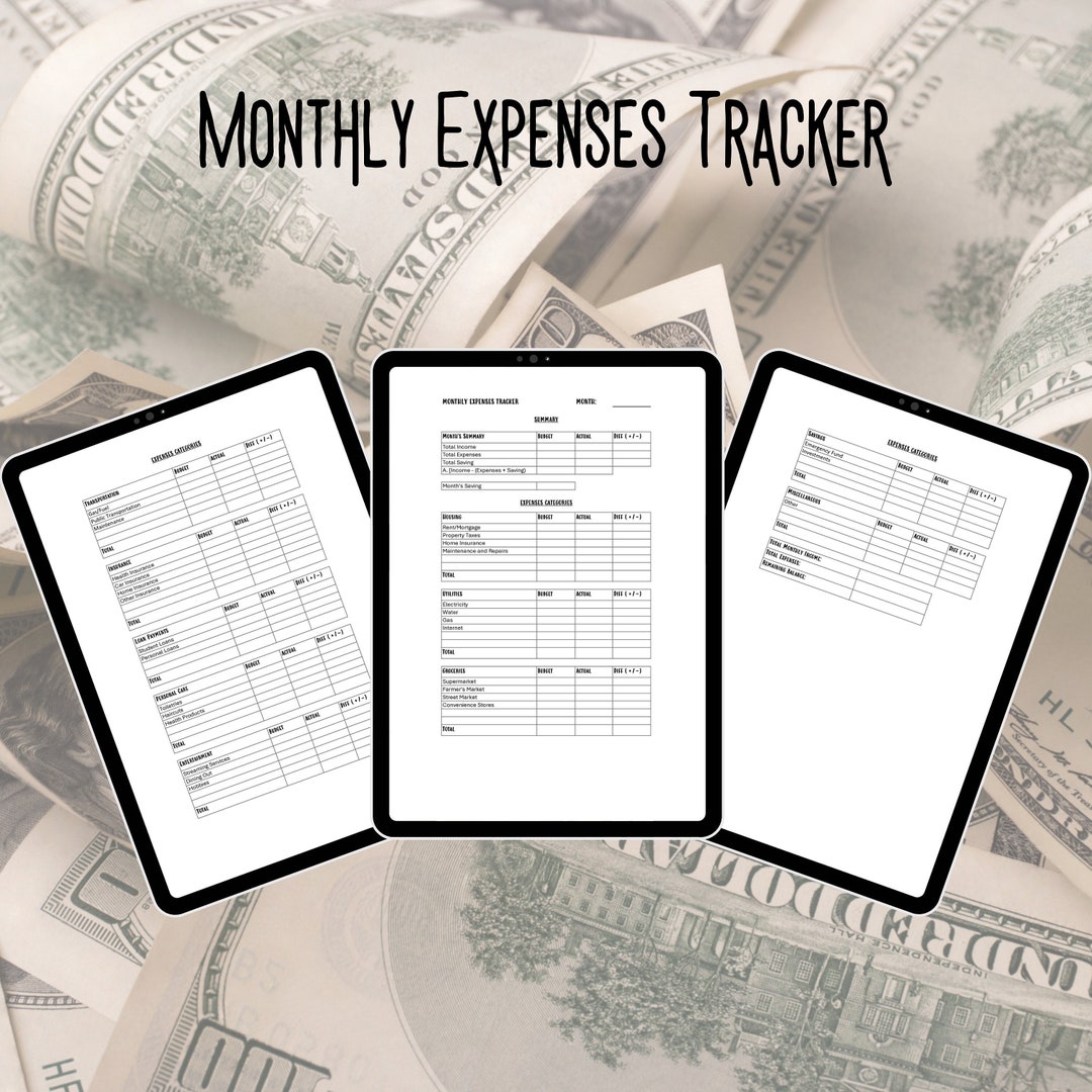Printable Monthly Expenses Tracker Expenses Log Tracker - Etsy