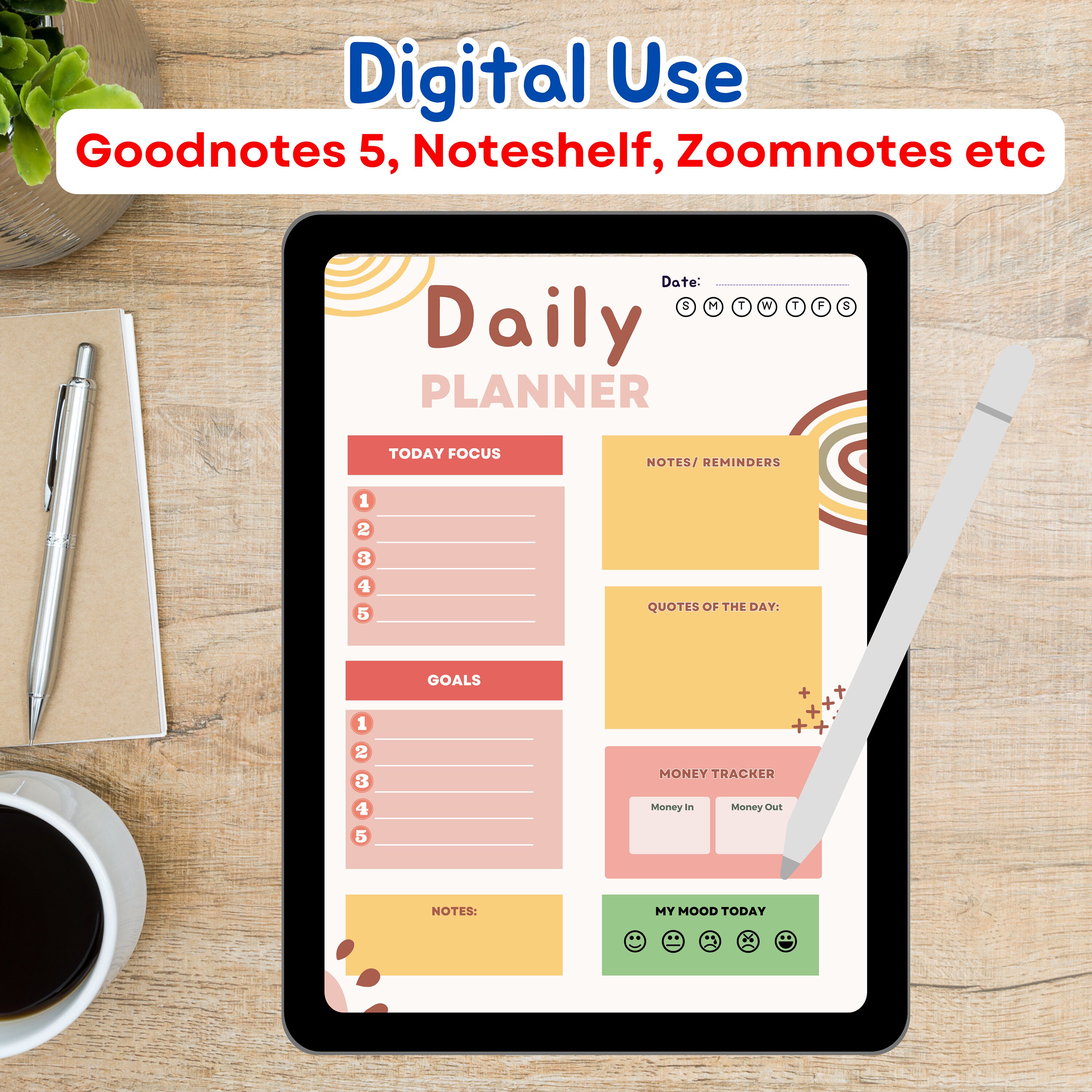 Daily Digital Planner Printable for Work Organizer Daily for - Etsy