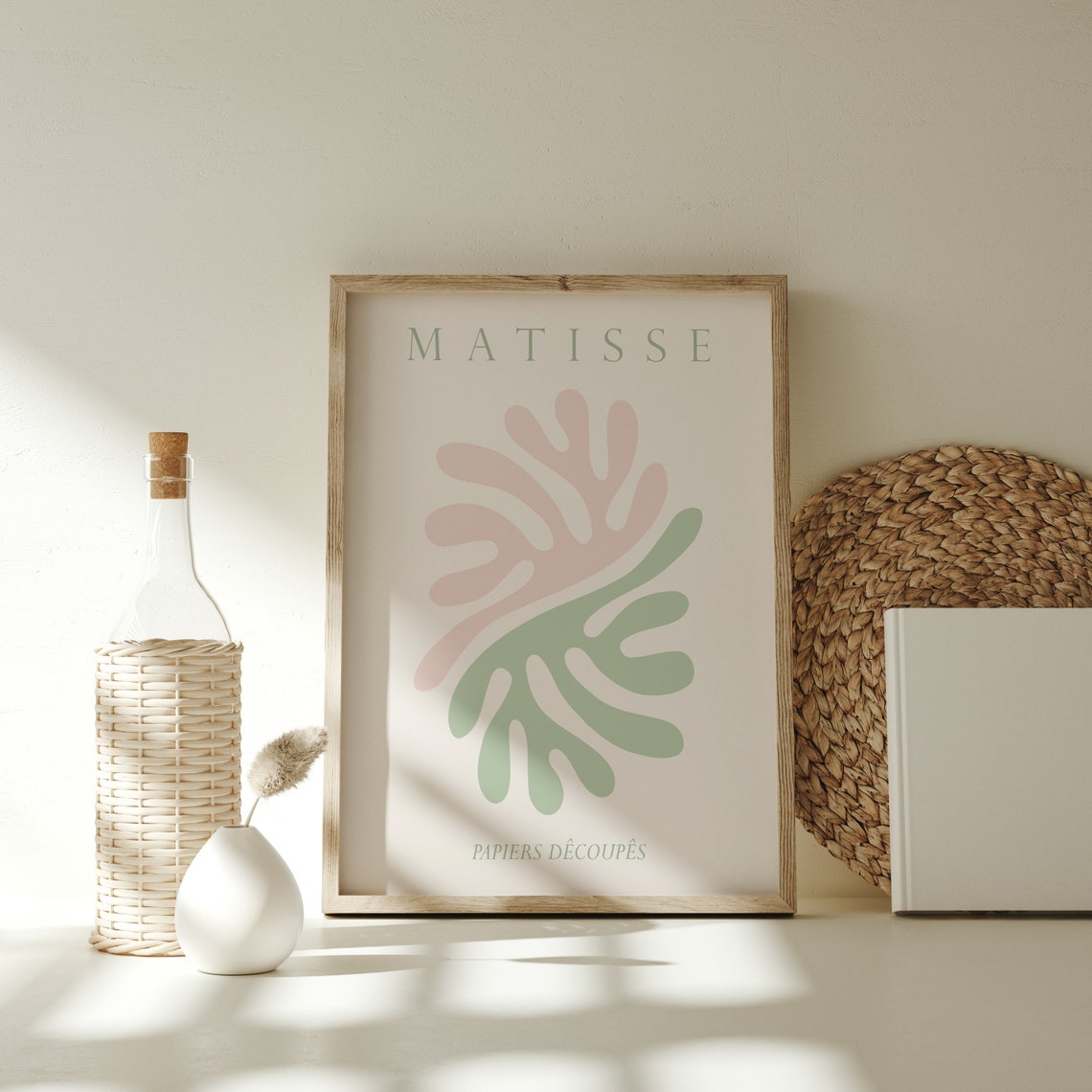 Sage Green and Blush Pink Henri Matisse Abstract Leaf Printable Wall ...