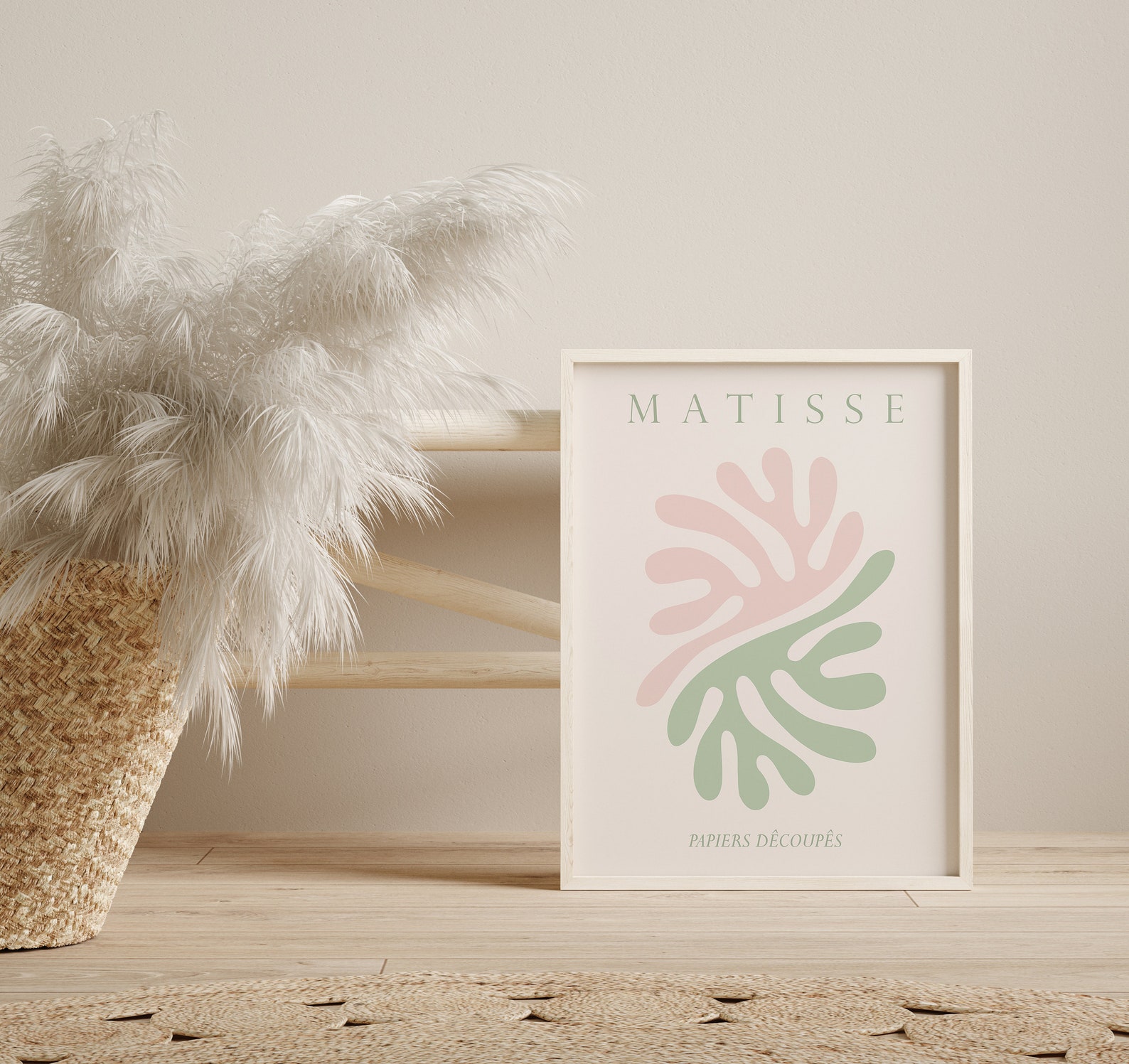 Sage Green and Blush Pink Henri Matisse Abstract Leaf Printable Wall ...