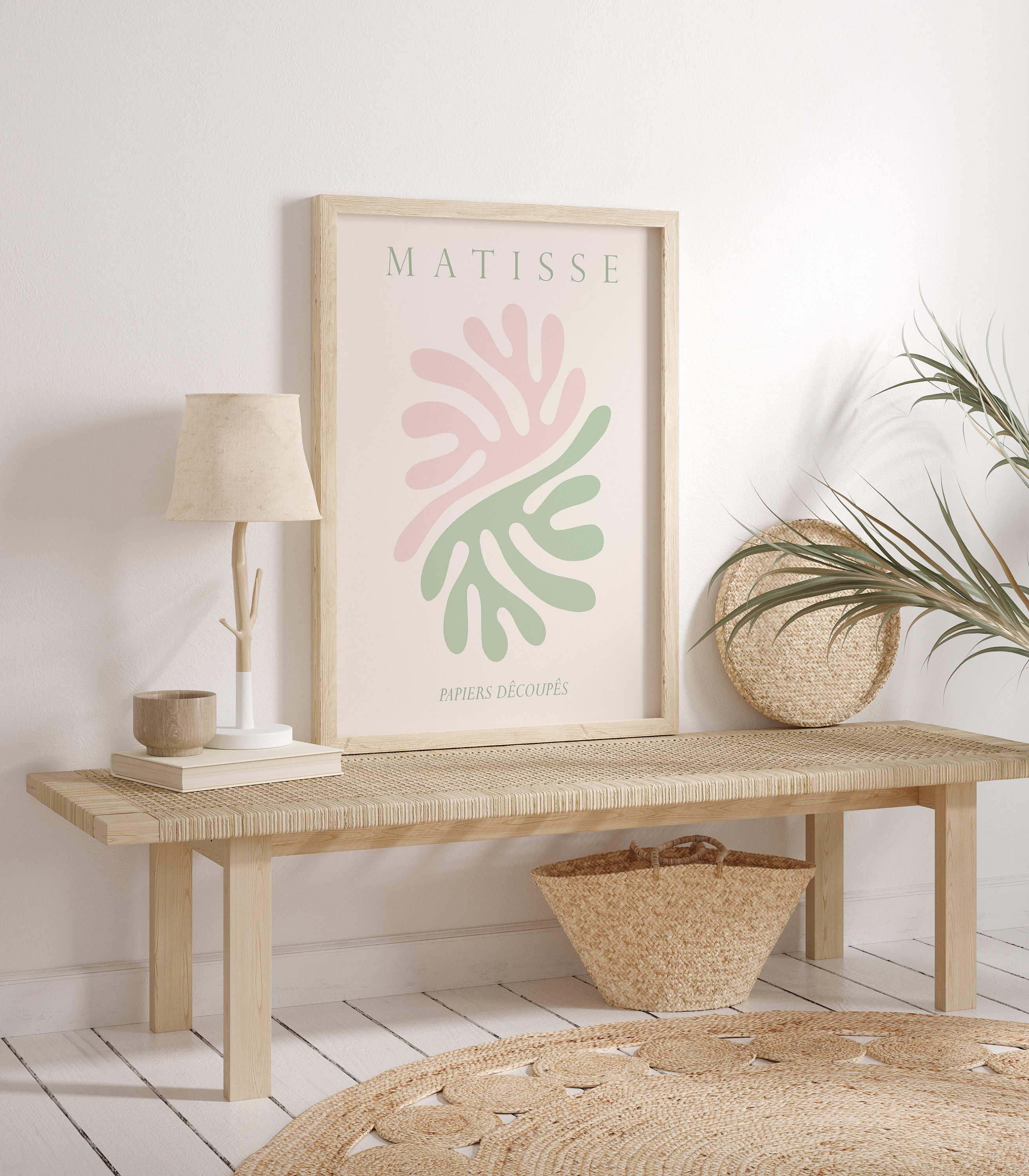 Sage Green and Blush Pink Henri Matisse Abstract Leaf Printable Wall ...