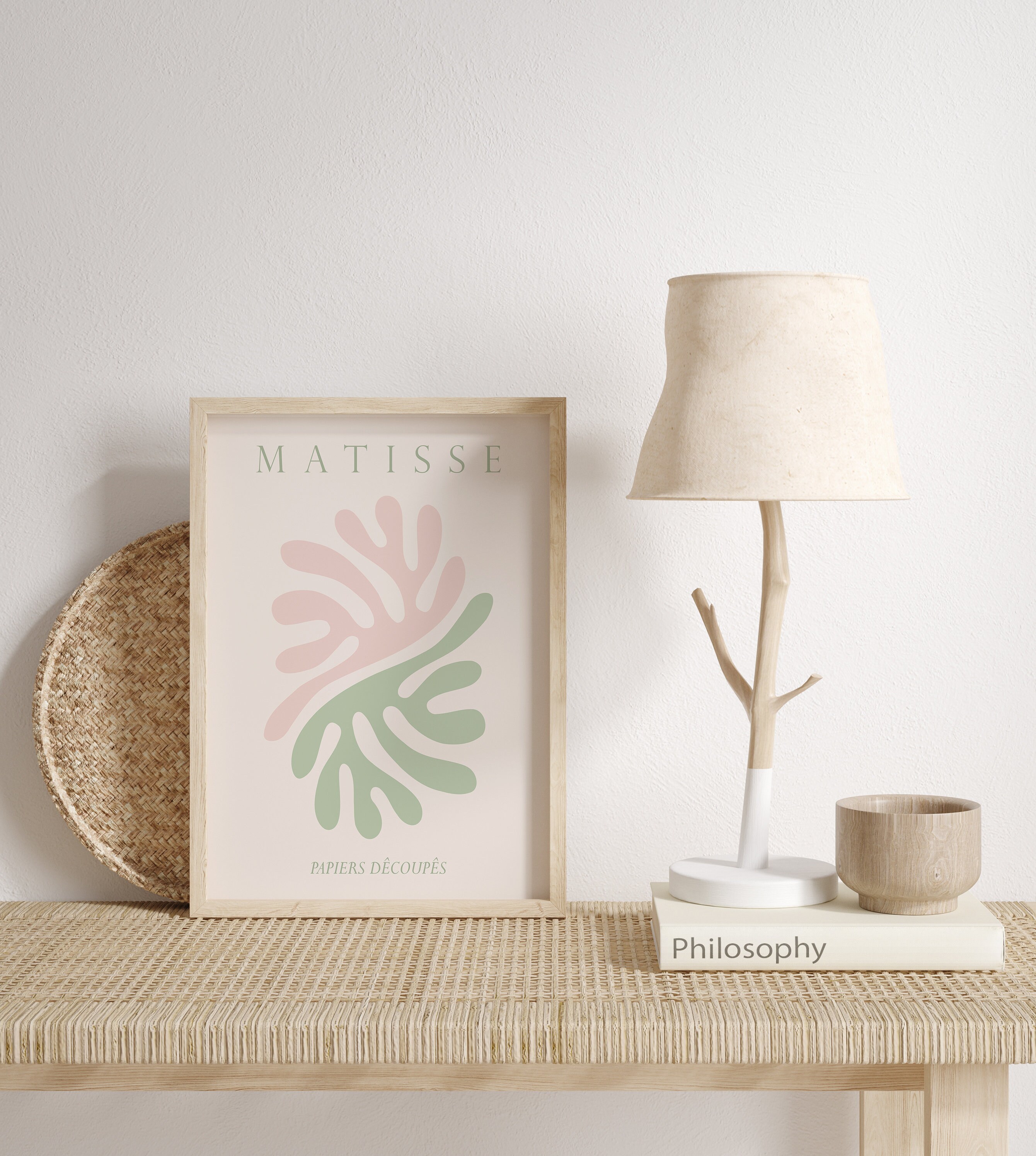 Sage Green and Blush Pink Henri Matisse Abstract Leaf Printable Wall ...