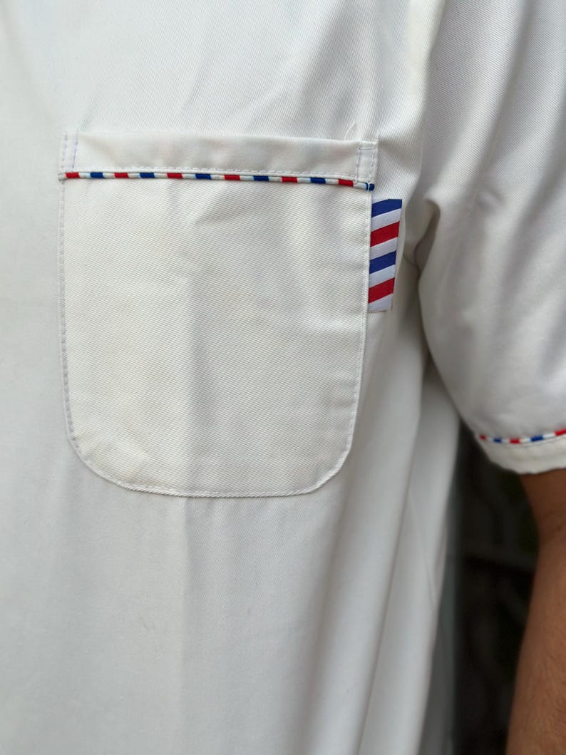 Retro White Barber Smock – Cotton Polyester Hairstyling Jacket - Etsy