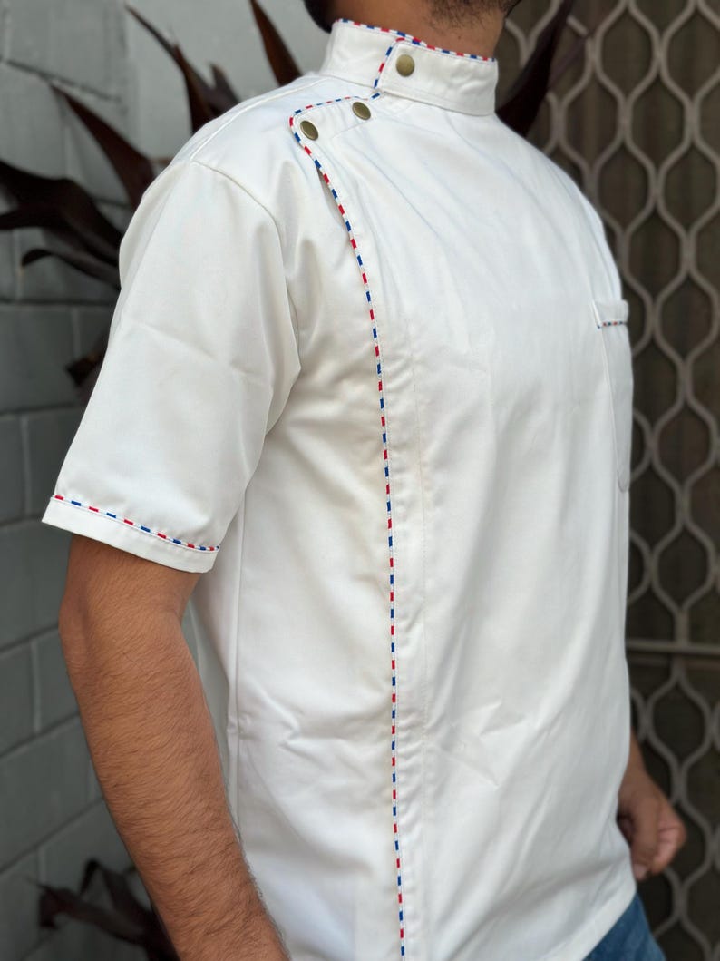 Retro White Barber Smock – Cotton Polyester Hairstyling Jacket - Etsy