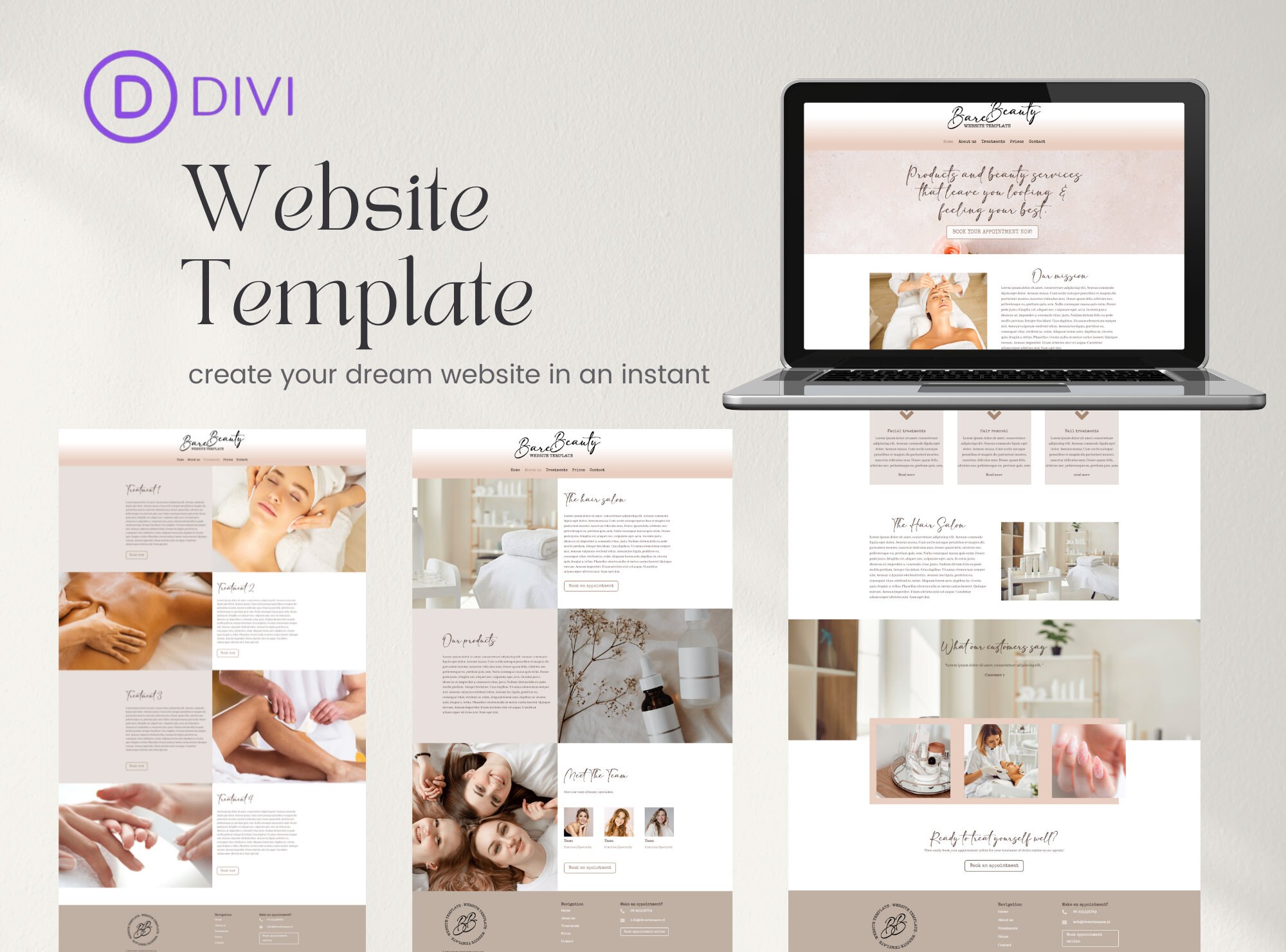 Bare Beauty Website Template | Divi Builder Website Template for ...
