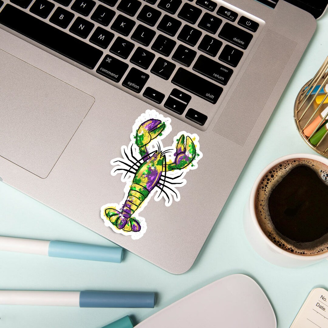 Mardi Gras Crawfish Sticker, Happy Mardi Gras Sticker, Laptop Sticker ...