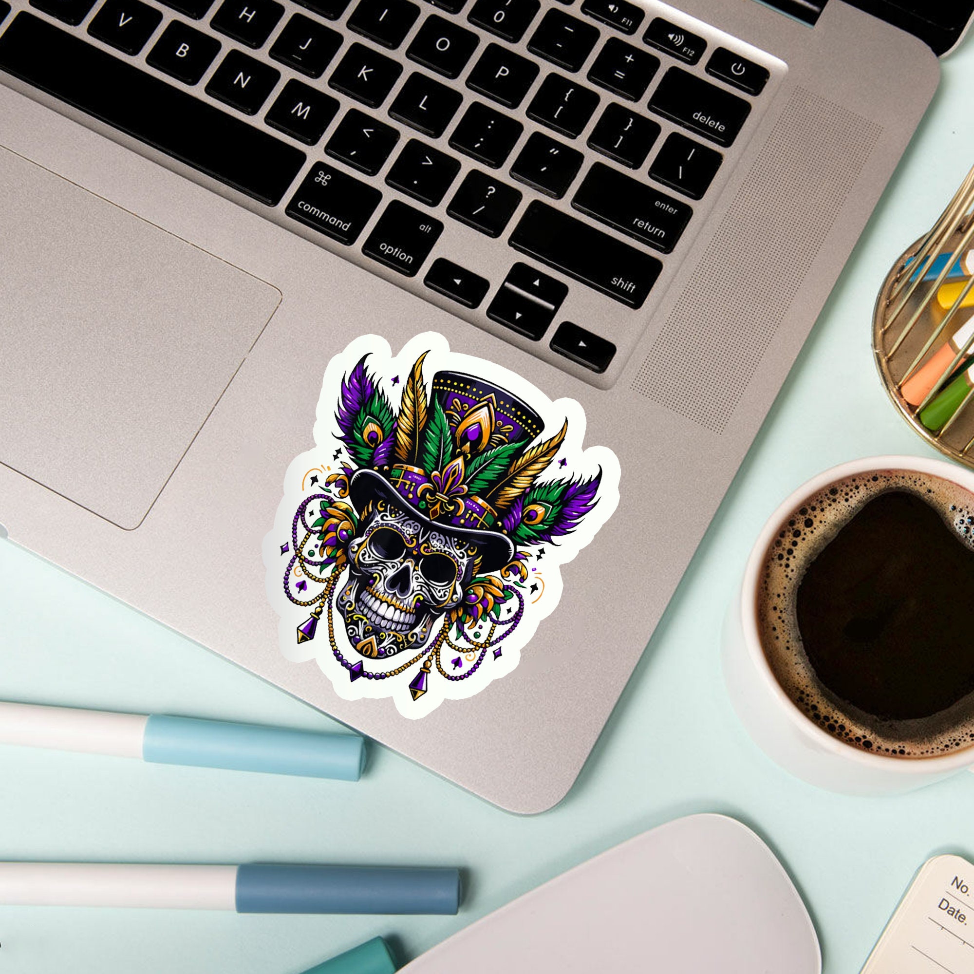 Mardi Gras Skull Top Hat New Orleans Witch Doctor Voodoo Sticker, Happy ...