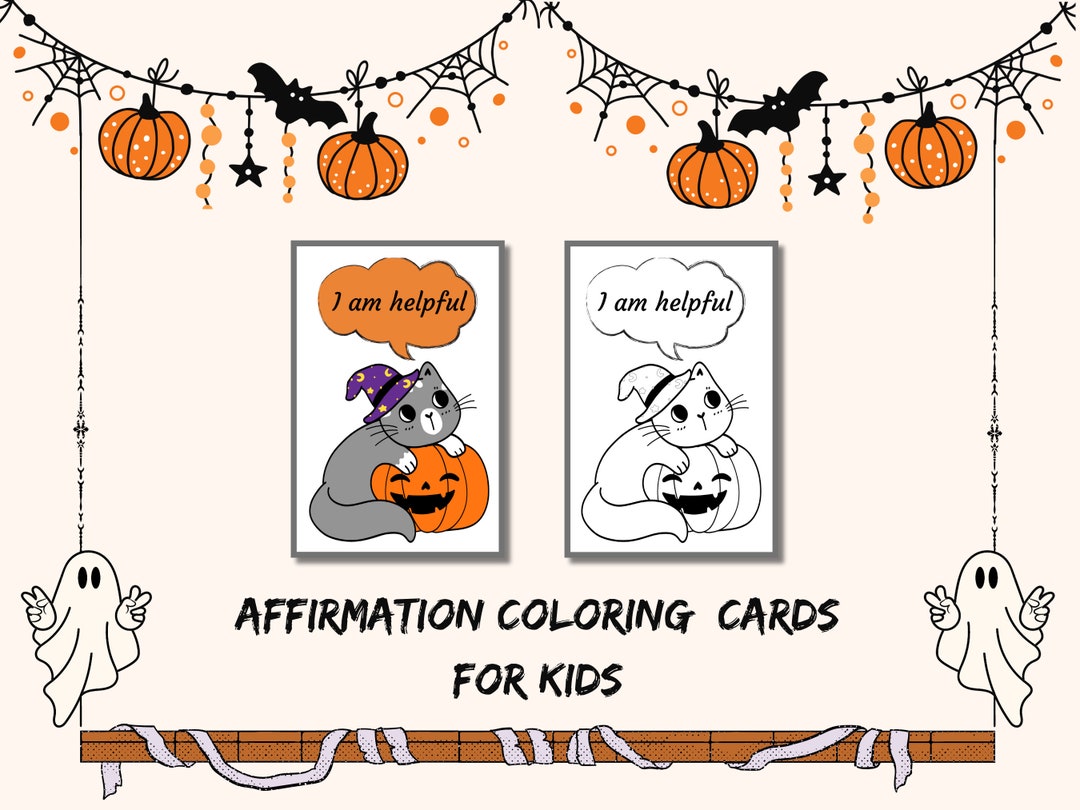 Halloween Affirmation Coloring Affirmation Cards for Kids Affirmation ...