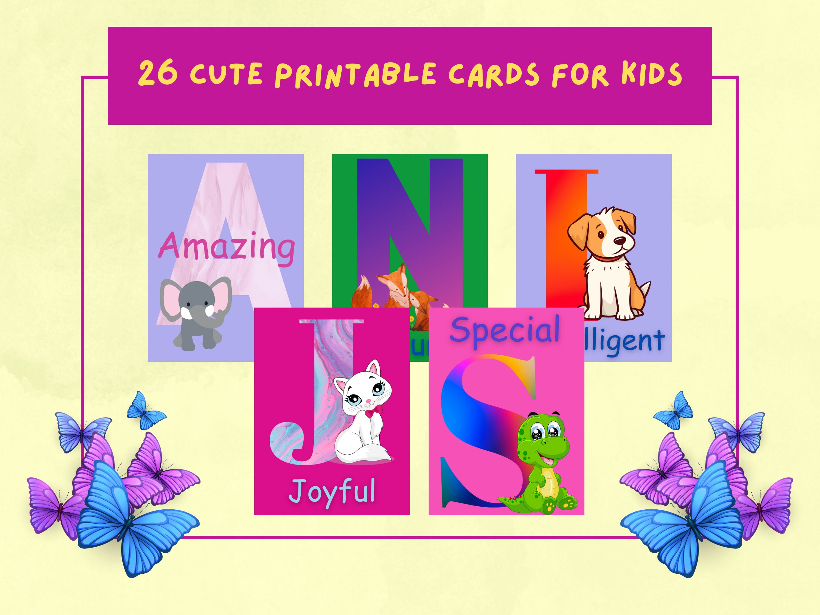 Printable Alphabet Flash Cards Positive Alphabet Cards for - Etsy