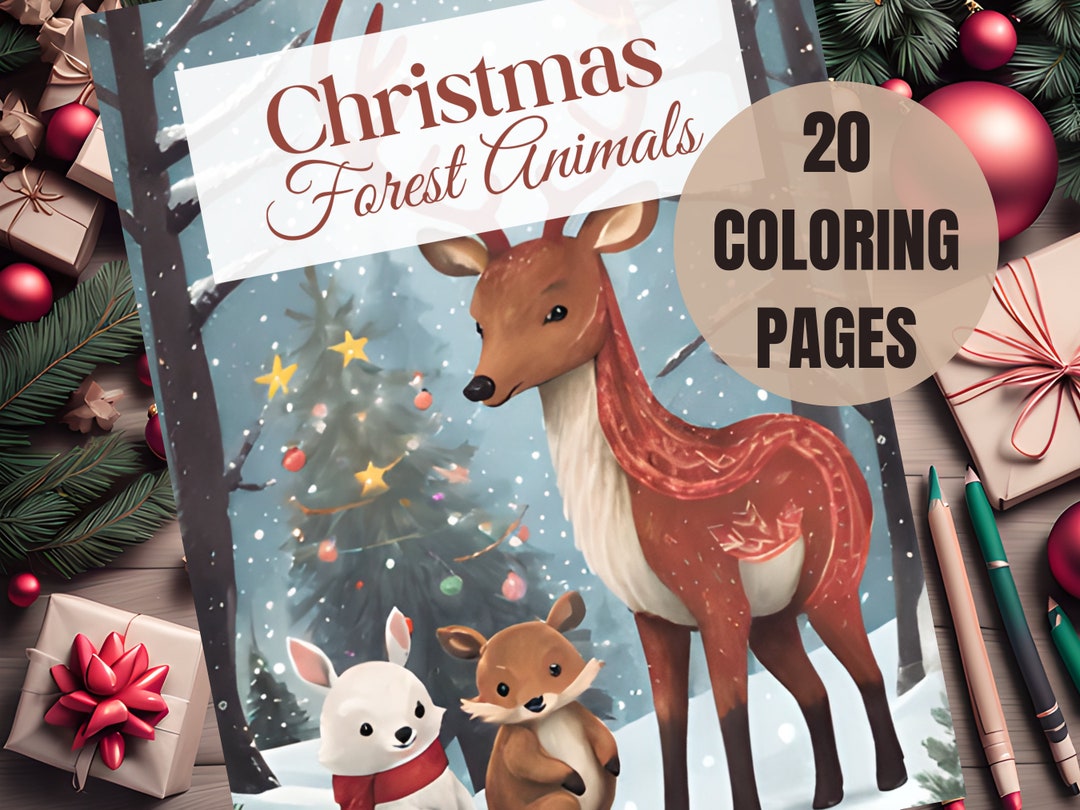 Christmas Coloring Pages, Christmas Animals Coloring Page, Christmas ...