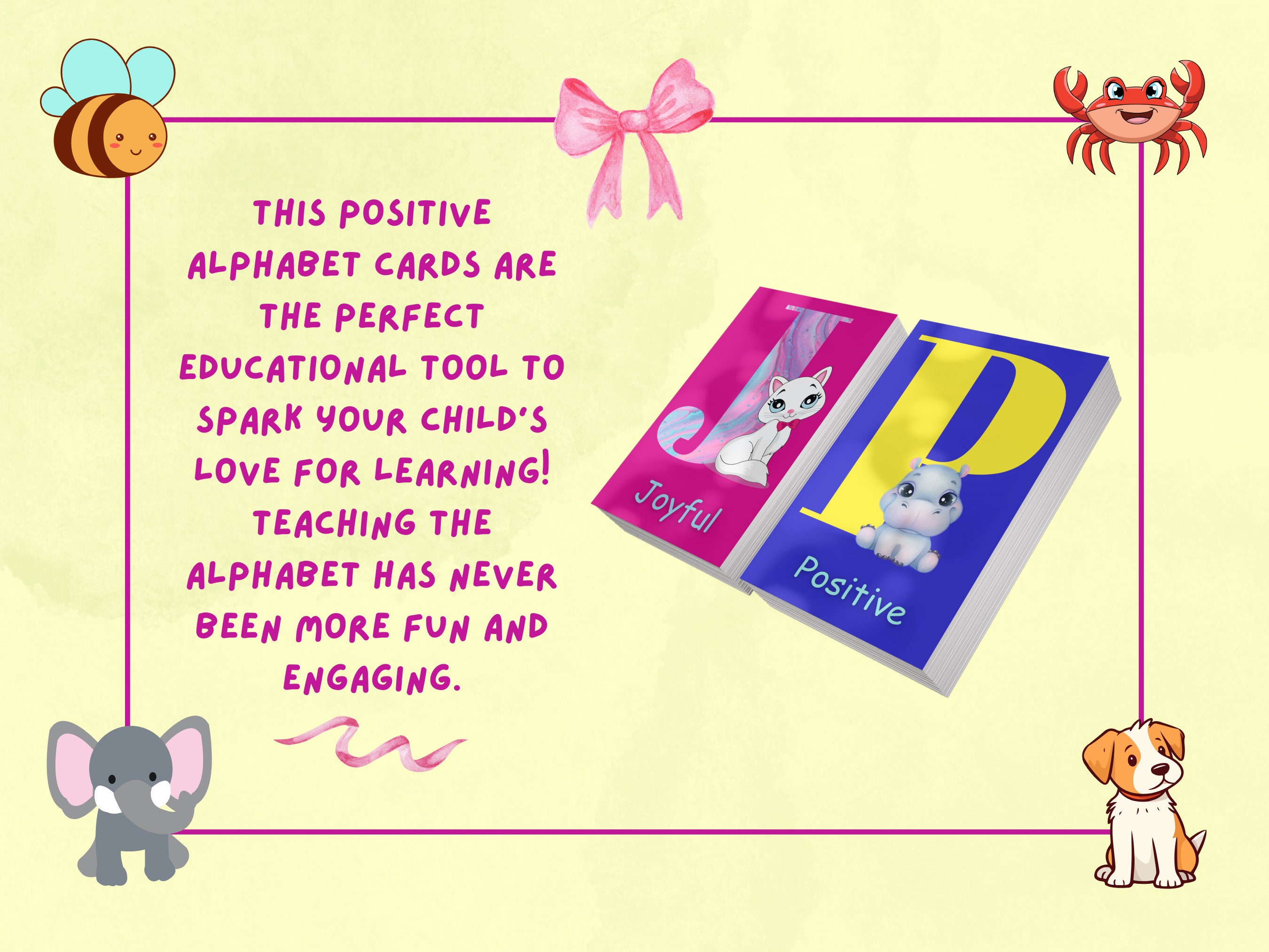 Printable Alphabet Flash Cards Positive Alphabet Cards for - Etsy