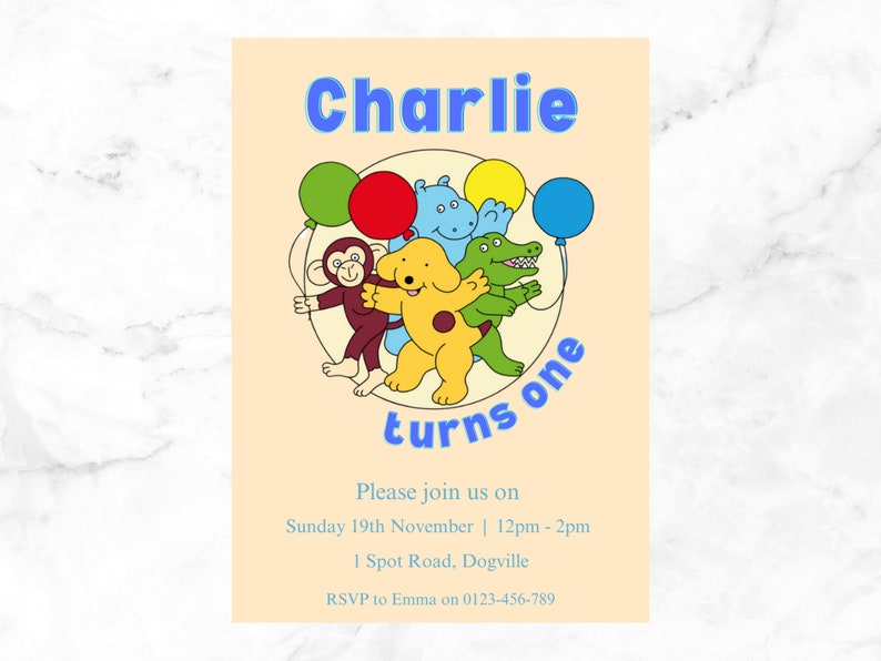 Spot the Dog First Birthday Party Invitation Editable - Etsy