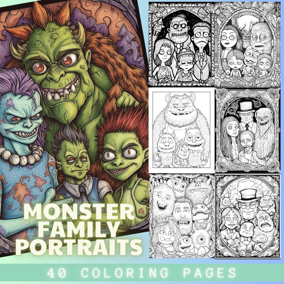 Halloween Coloring Pages | Monster Family Portrait Coloring Pages ...