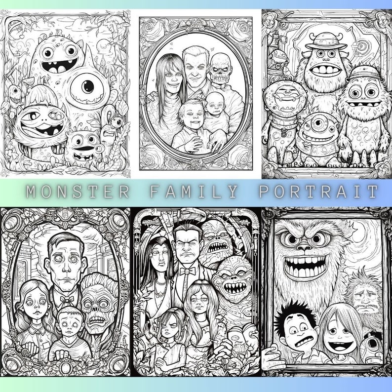 Halloween Coloring Pages | Monster Family Portrait Coloring Pages ...