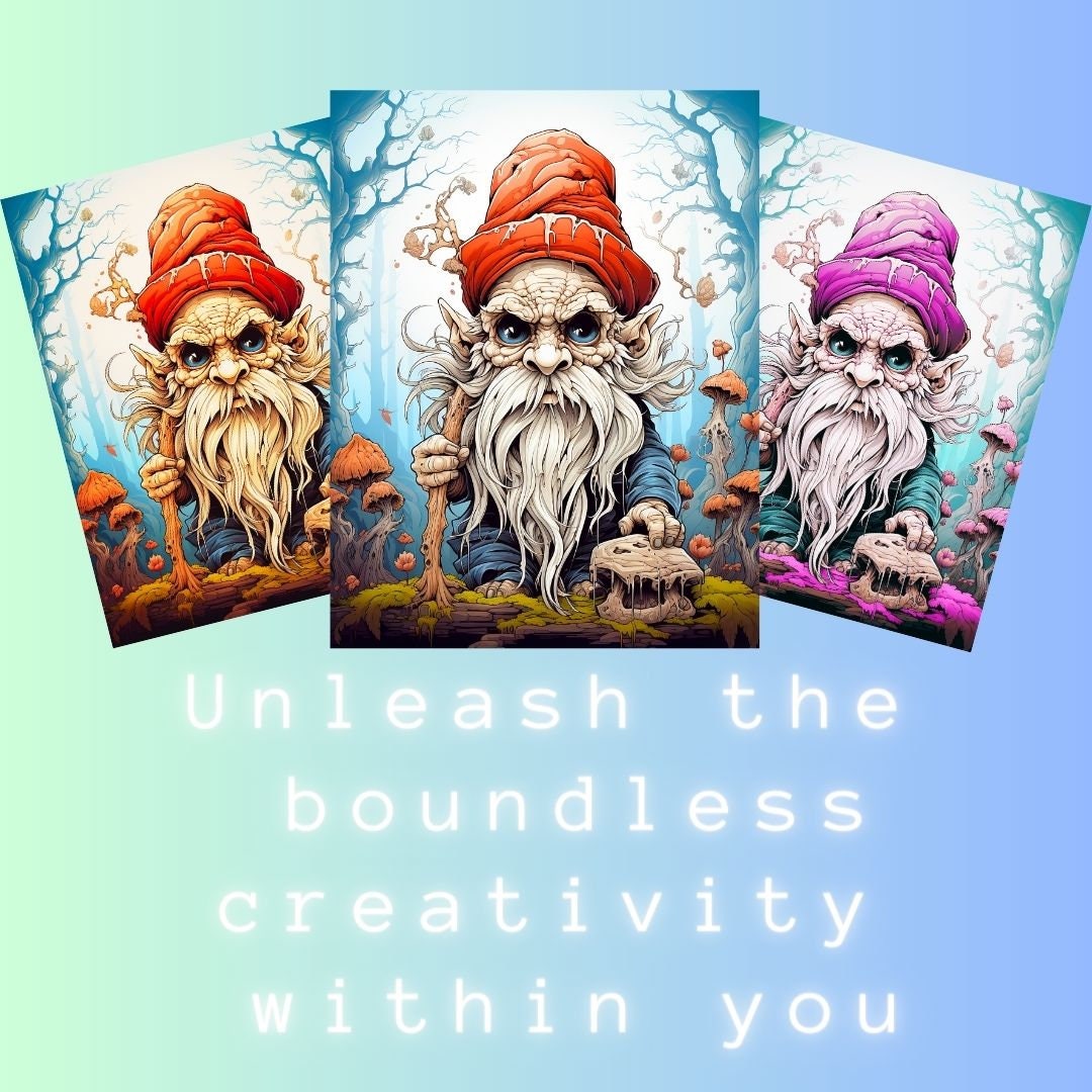 Horror Coloring Pages Gnomes Stress Relief Creepy - Etsy