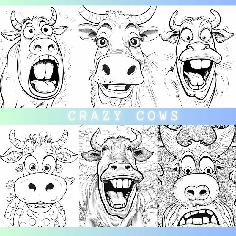 Crazy Cows Coloring Pages | Funny Coloring Book | Stress Relief | Cute Coloring Pages | Animals ...