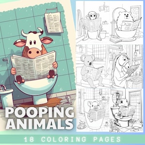 Funny Pooping Animals Coloring Book | Stress Relief (PDF) - Etsy