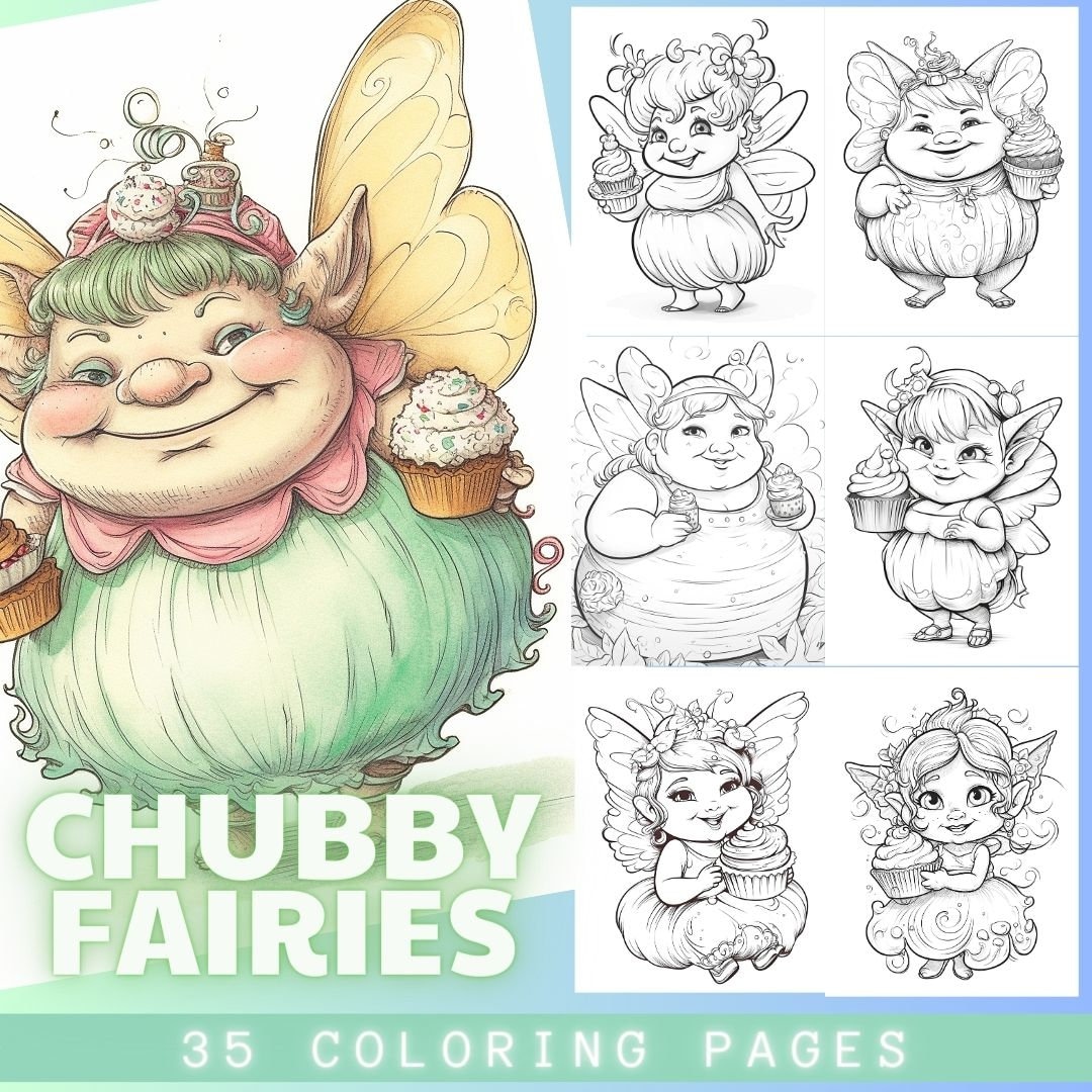 Chubby Fairies Coloring Pages Funny Coloring Pages Stress Relief Cute ...