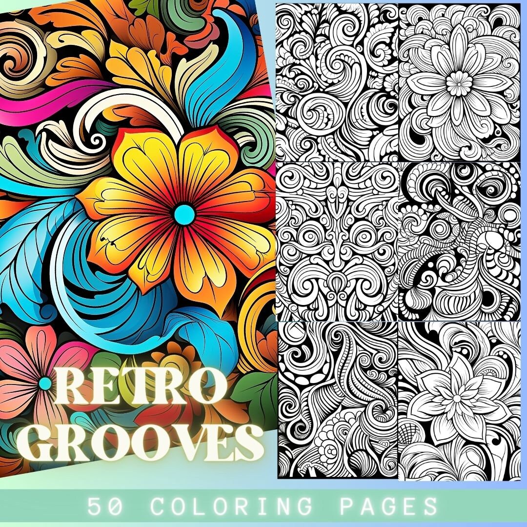 Retro Coloring Pages Adult Coloring Pages Stress Relief Abstract ...