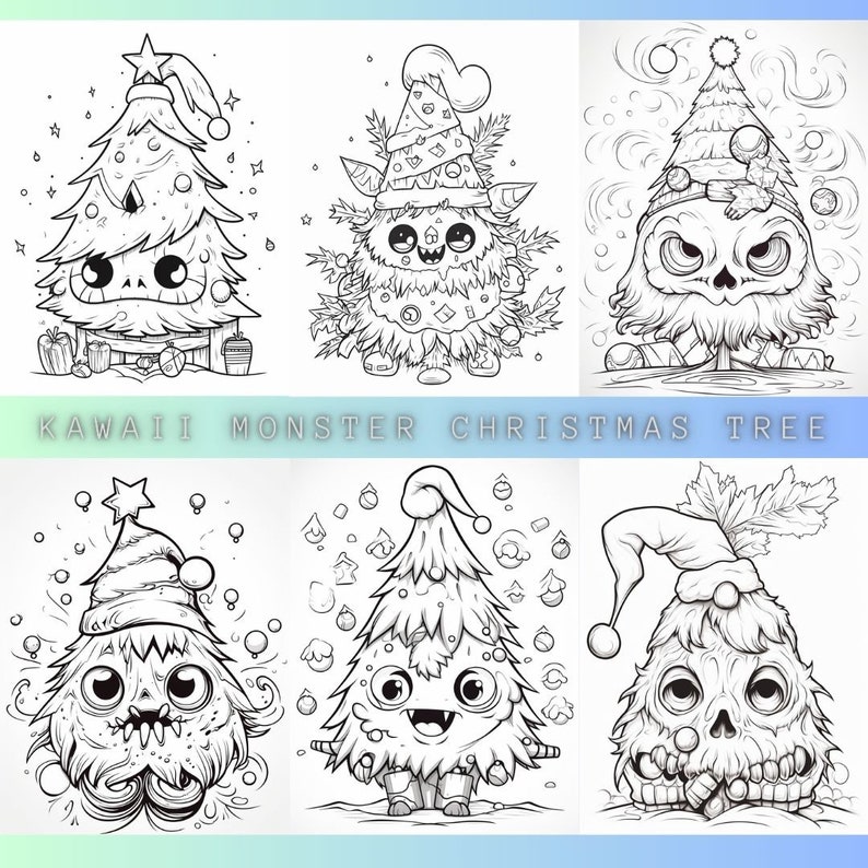 Kawaii Monster Christmas Tree Coloring Pages | Cute Coloring Book ...