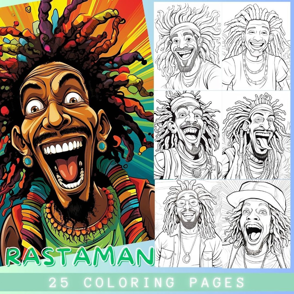 Funny Coloring Pages | Rastaman Coloring | Jamaican | Trippy | Stress ...