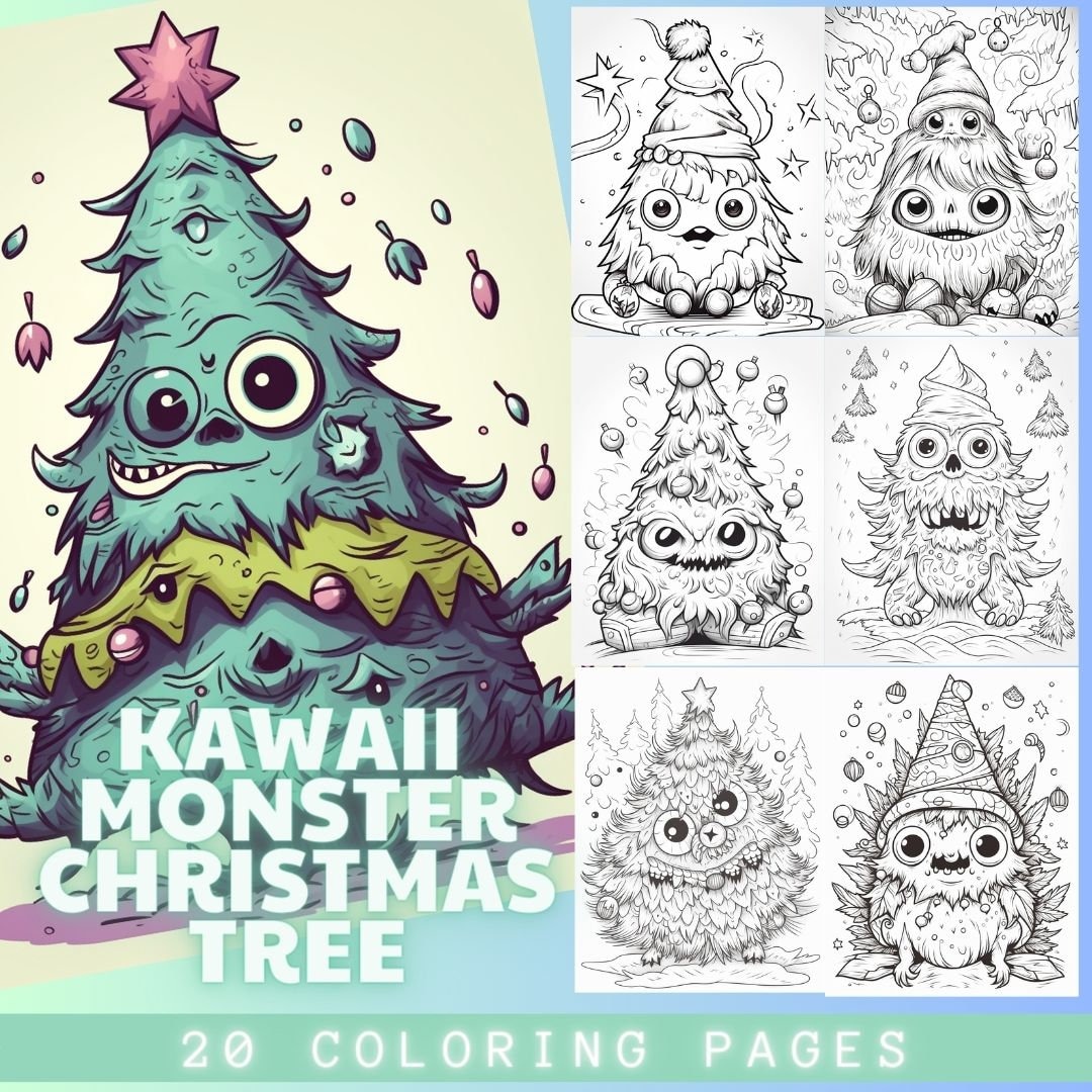 Kawaii Monster Christmas Tree Coloring Pages | Cute Coloring Book ...