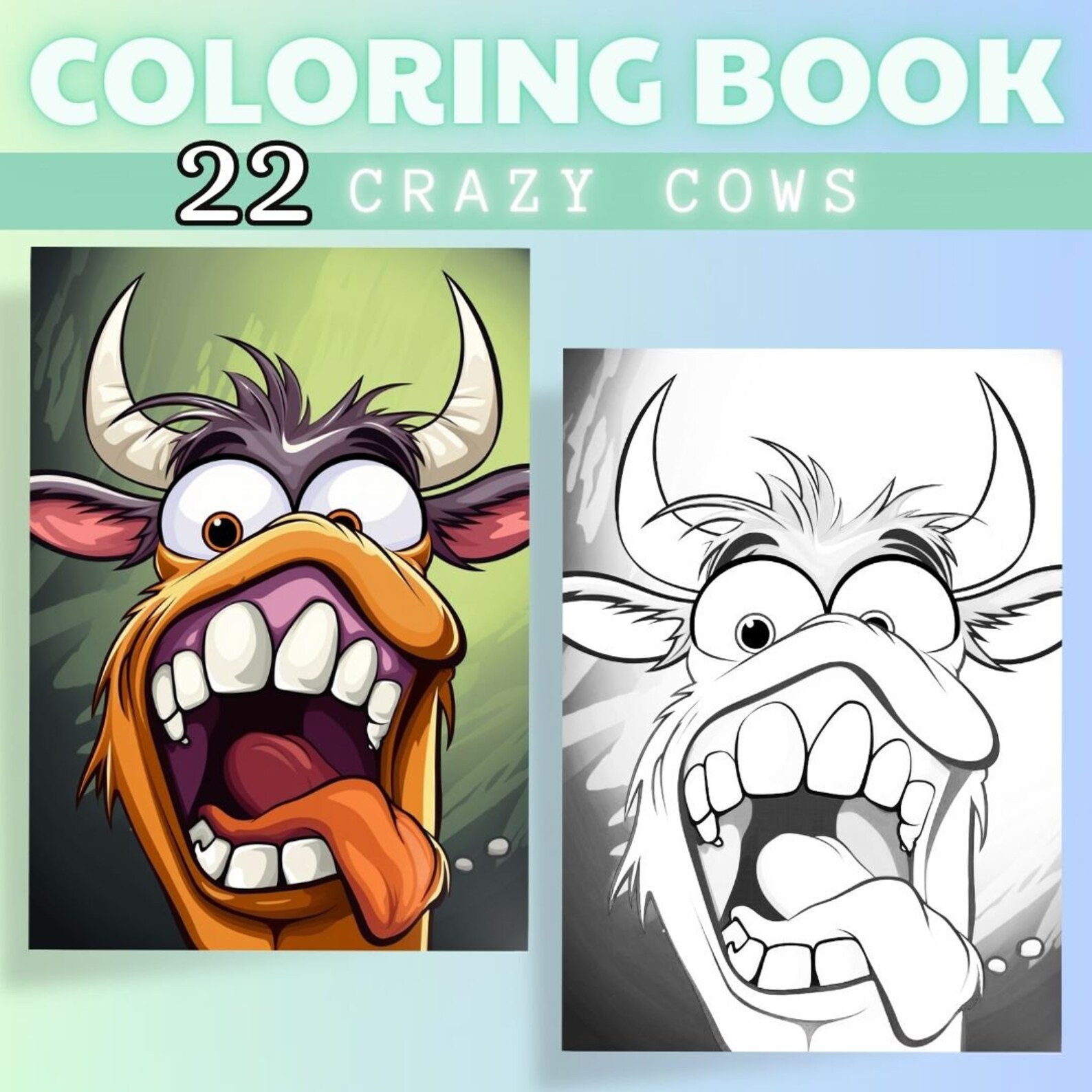 Crazy Cows Coloring Pages | Funny Coloring Book | Stress Relief | Cute ...