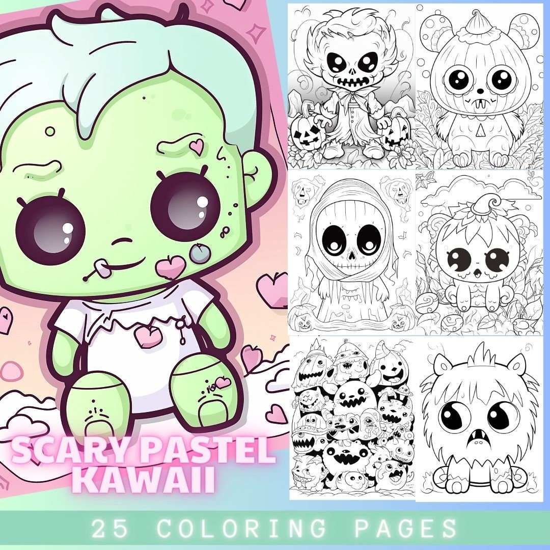 Scary Pastel Kawaii Coloring Pages | Cute and Bold Coloring Book ...